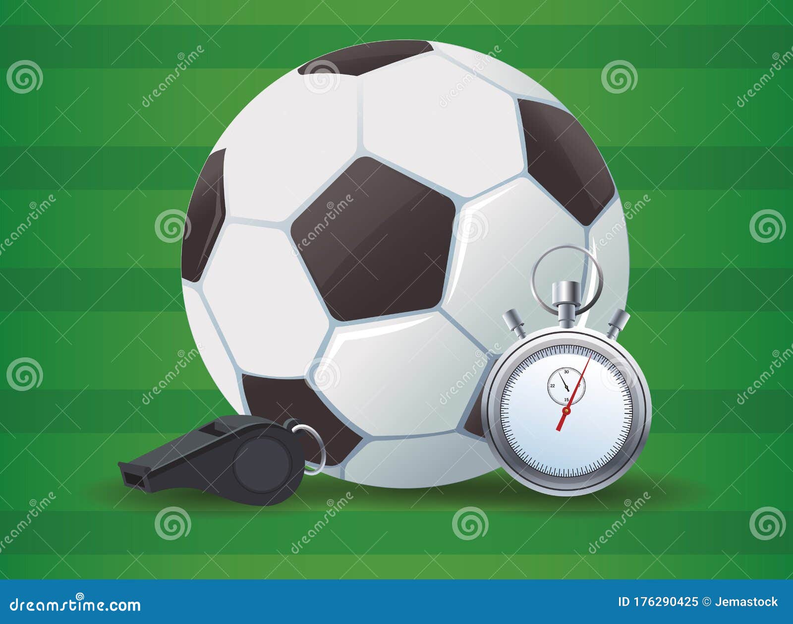 Soccer Sport Balloon with Referee Whistle and Chronometer Stock Vector ...