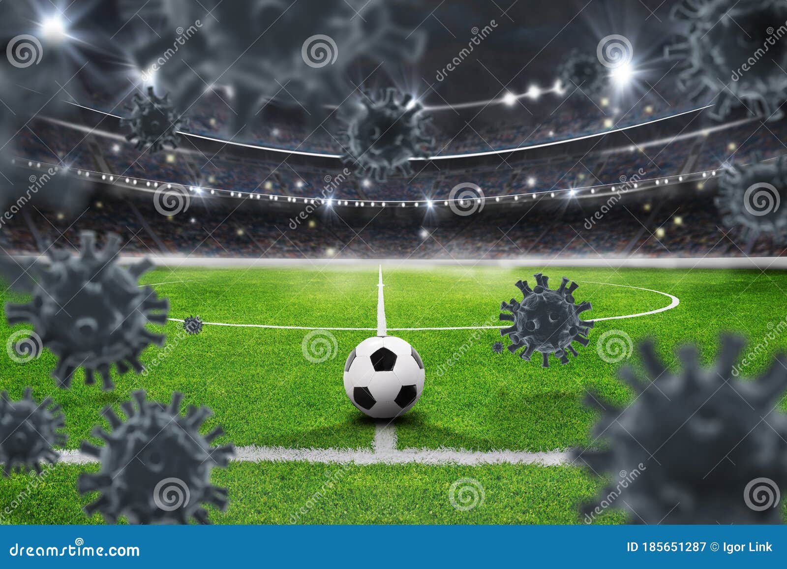 The Soccer Stadium with the Ball on the Line Stock Image - Image of ...