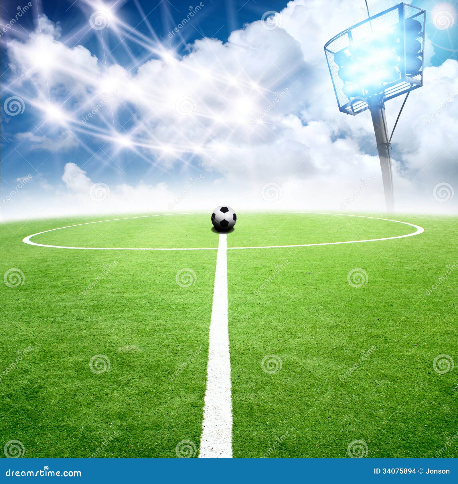 Soccer Stadium with Bright Lights Stock Photo - Image of national ...