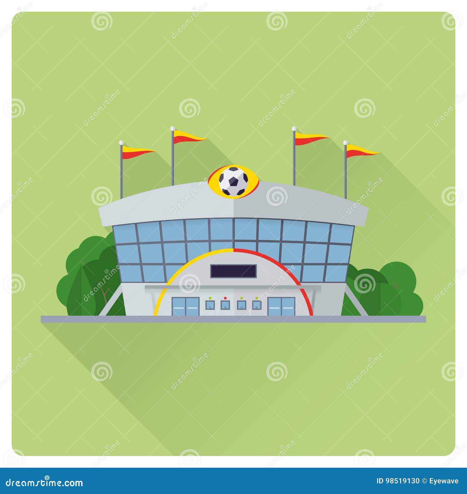 Soccer Stadium Building Flat Design Vector Illustration Stock Vector ...