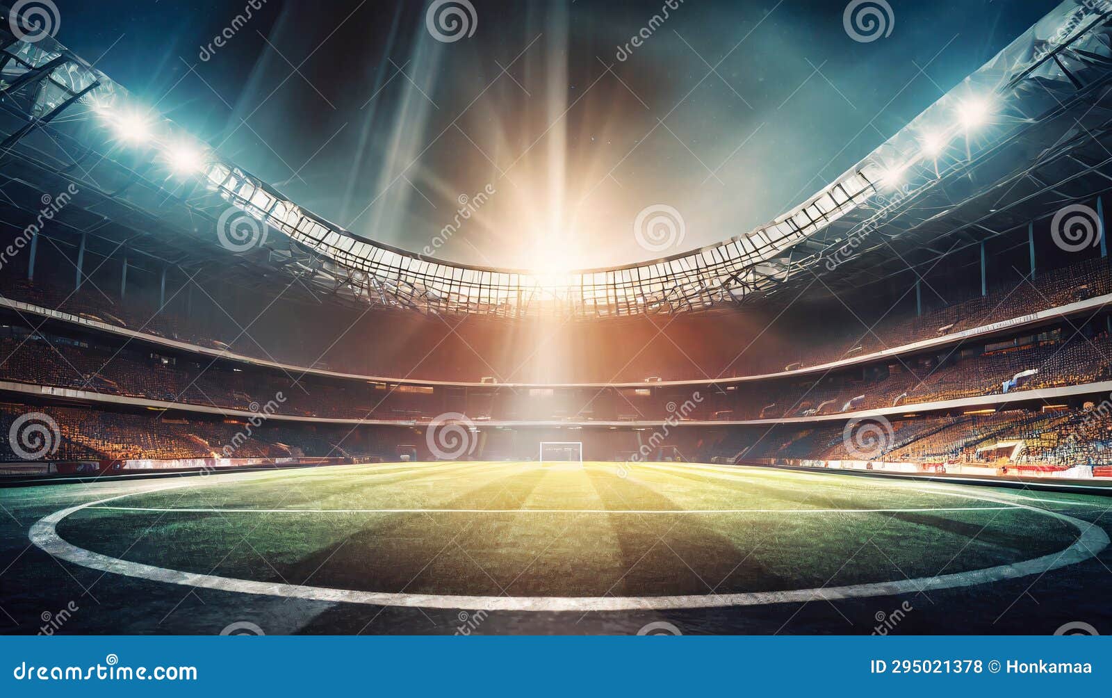 A Soccer Stadium, Dramatic Light Stock Illustration - Illustration of ...