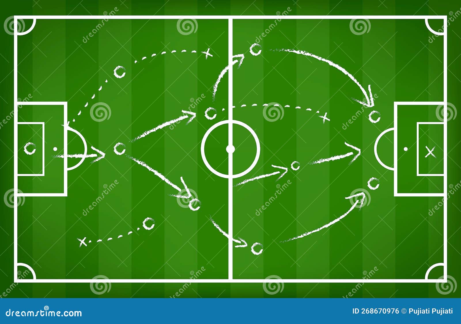 Soccer Strategy Drawn with White Chalk Isolated 3d Illustration. Stock ...