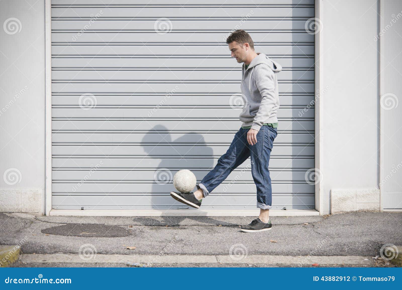 Soccer street player stock photo. Image of kick, summer - 43882912