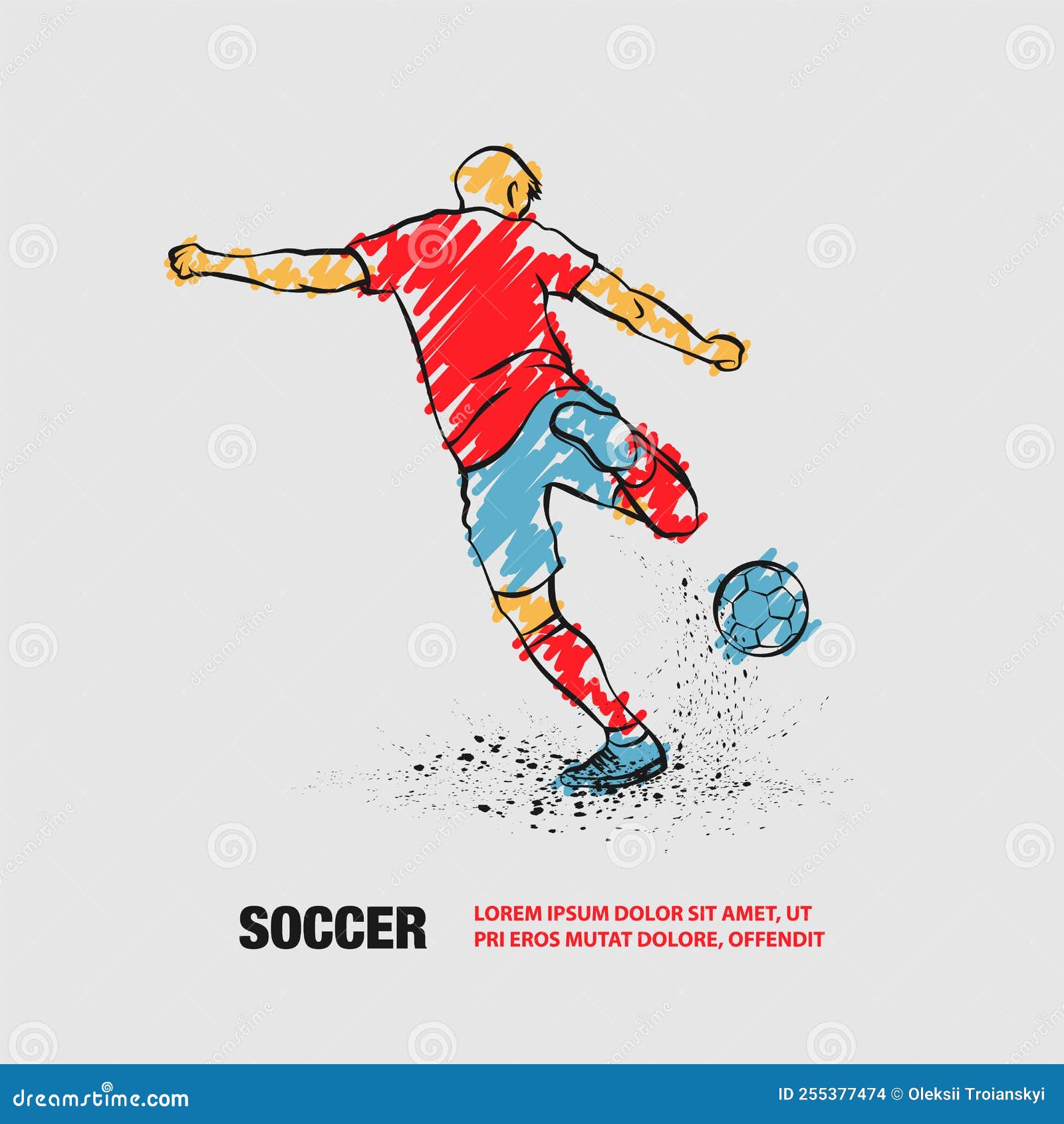 Soccer Striker, Back View. Vector Outline Of Soccer Player With ...