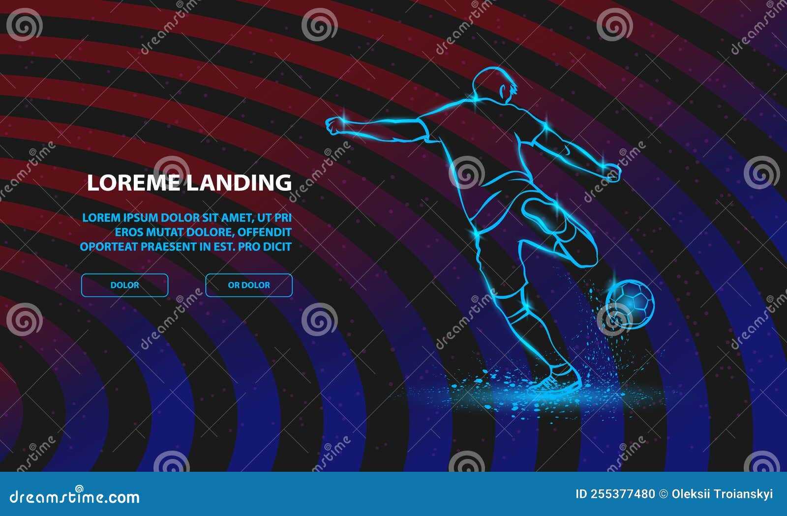 Soccer Striker, Back View. Vector Sports Background for Landing Page ...