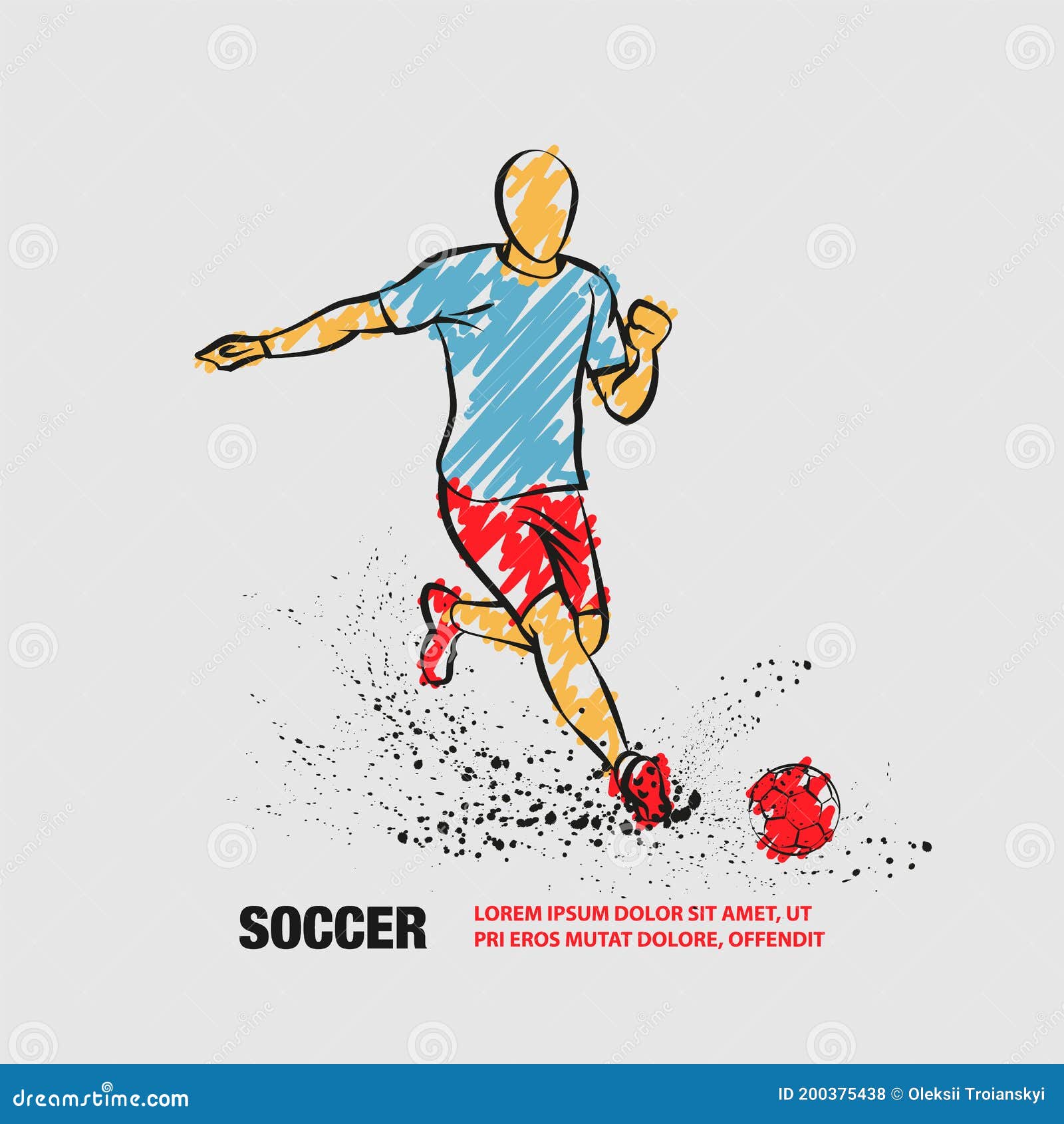 Soccer Striker. Vector Outline Of Soccer Player Hits The Ball With ...
