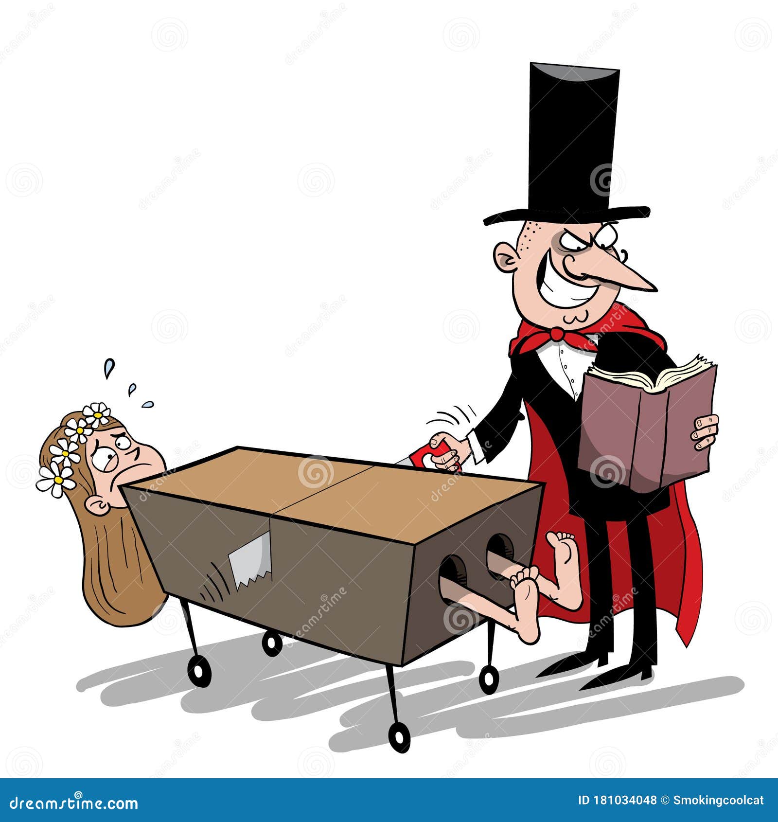 Magician Cutting Woman in Half Stock Vector - Illustration of mistake ...