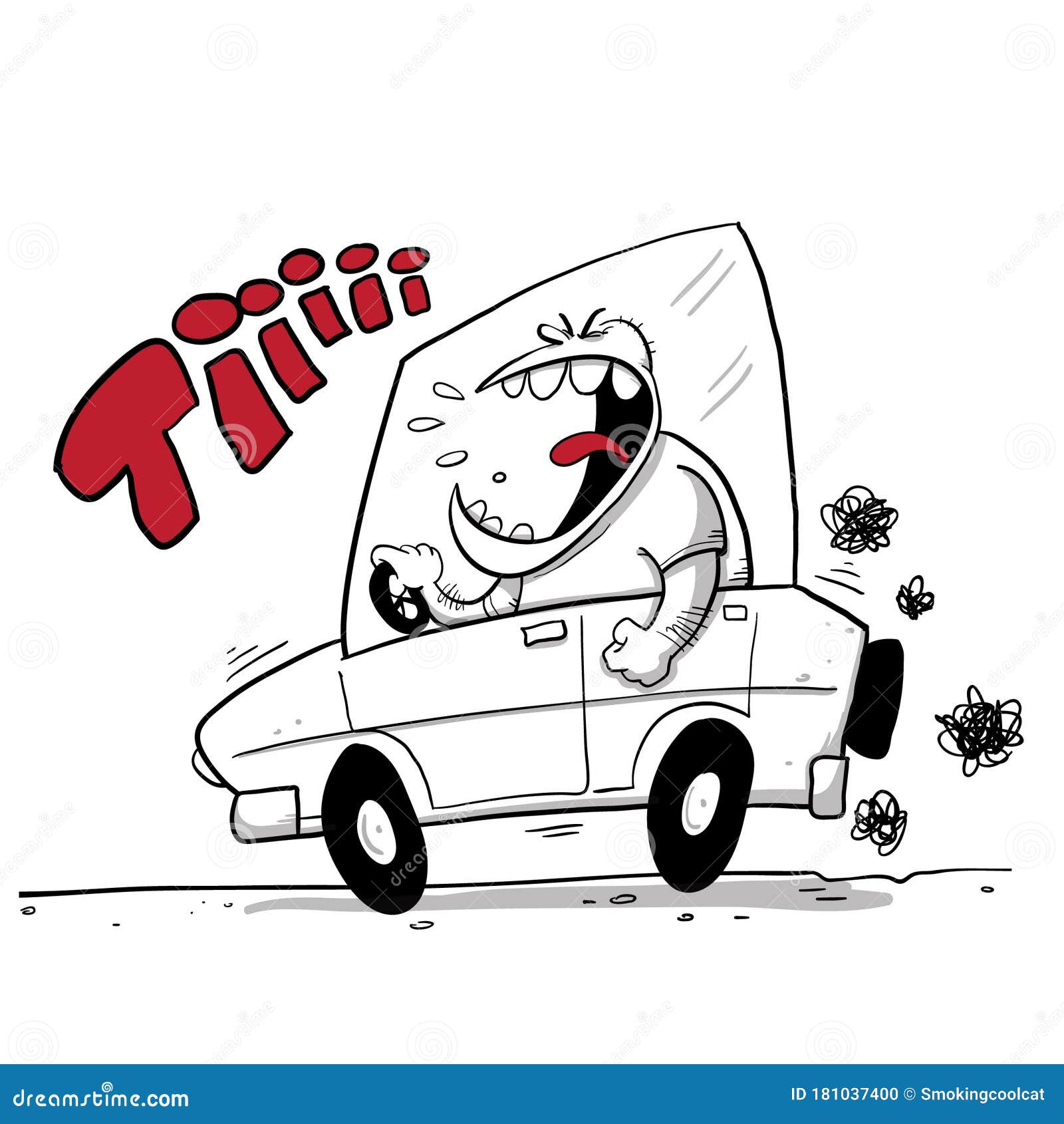Angry Guy Road Rage in Traffic Stock Vector - Illustration of caught ...