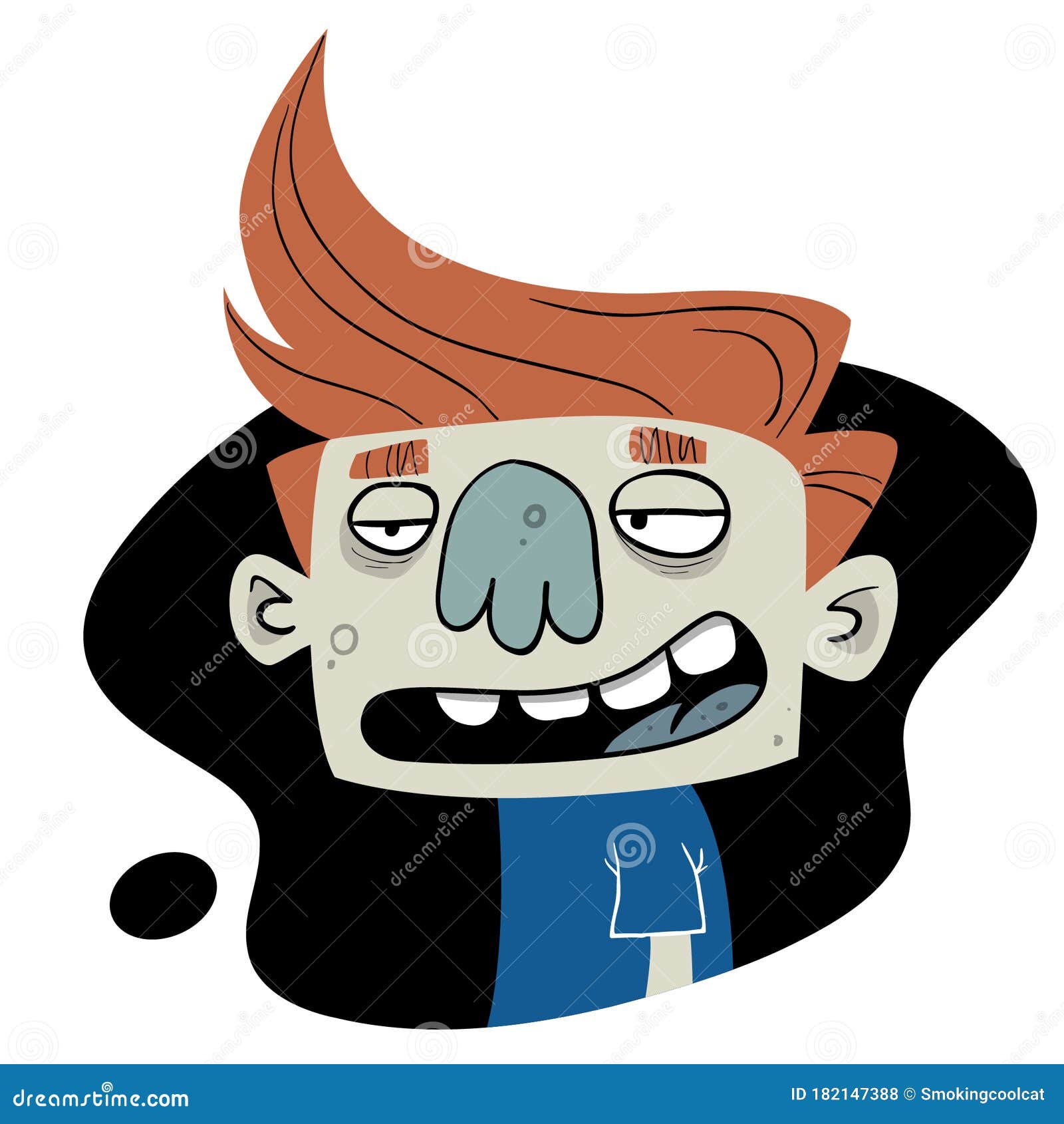 Funky Boy Avatar with Brown Hair and Blue T-shirt Stock Vector ...