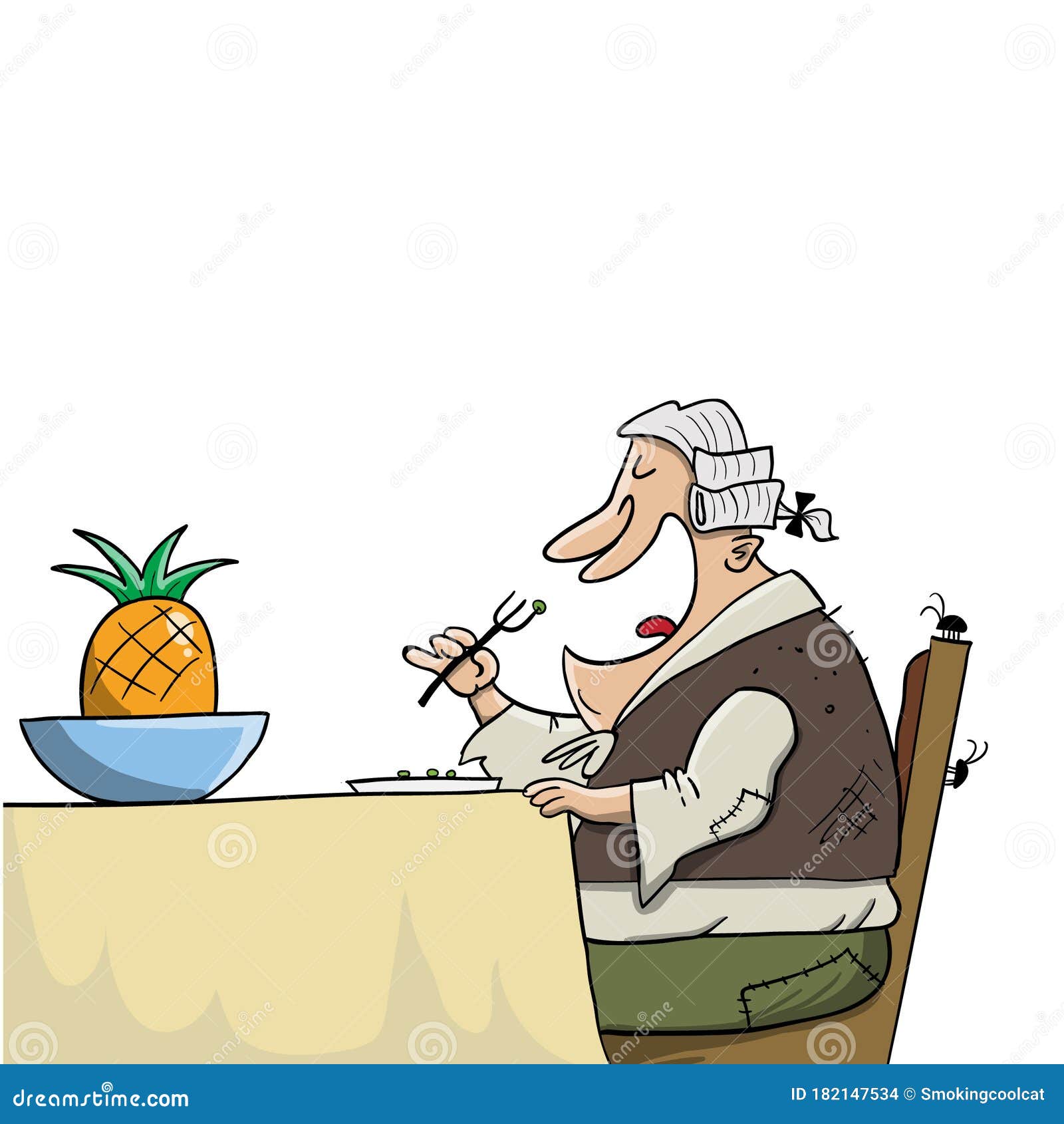 Poor Aristocrat Man Eating Dinner Stock Vector - Illustration of fork ...