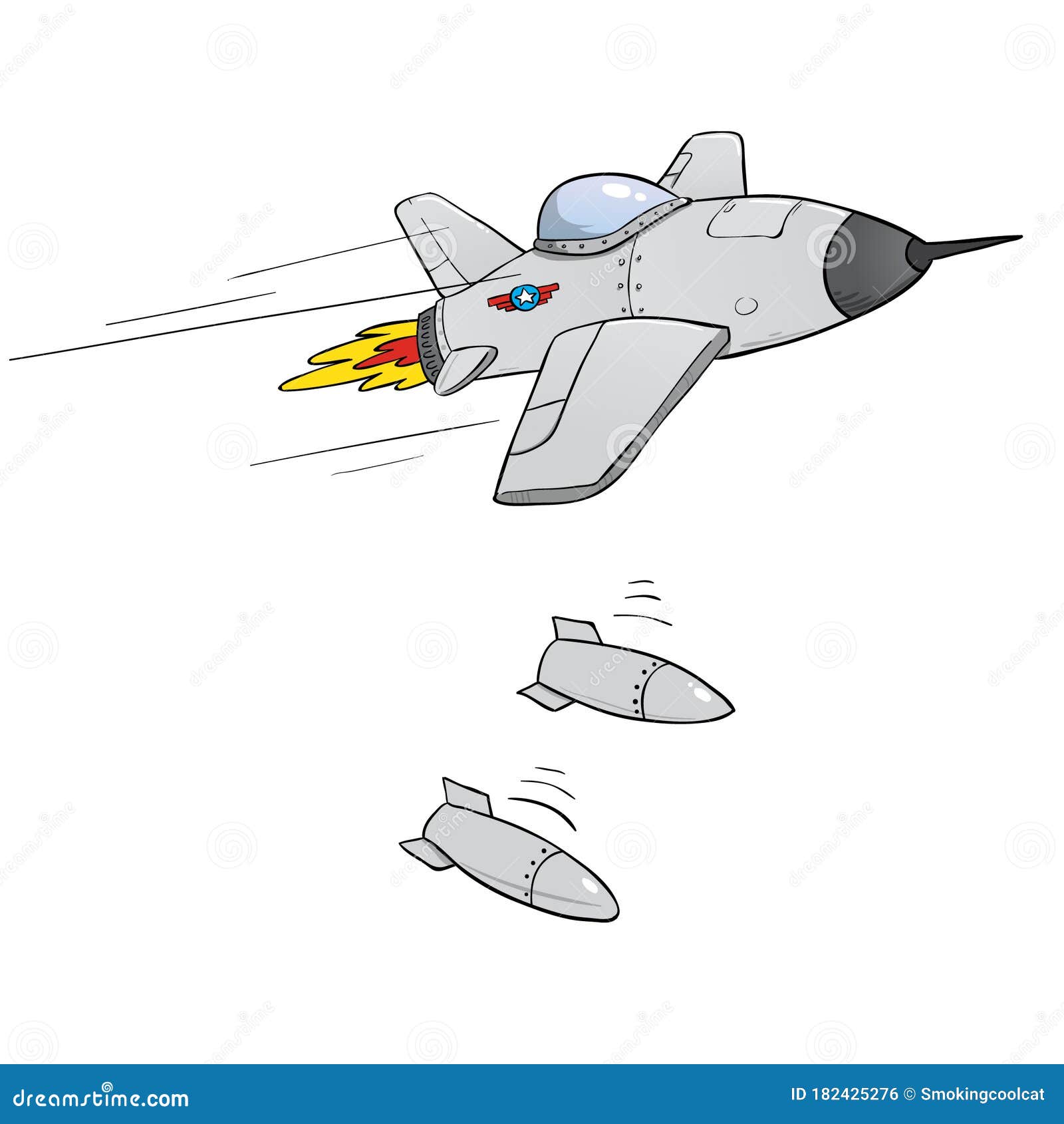 Fighter Airplane Droping Bombs Stock Vector - Illustration of defense ...