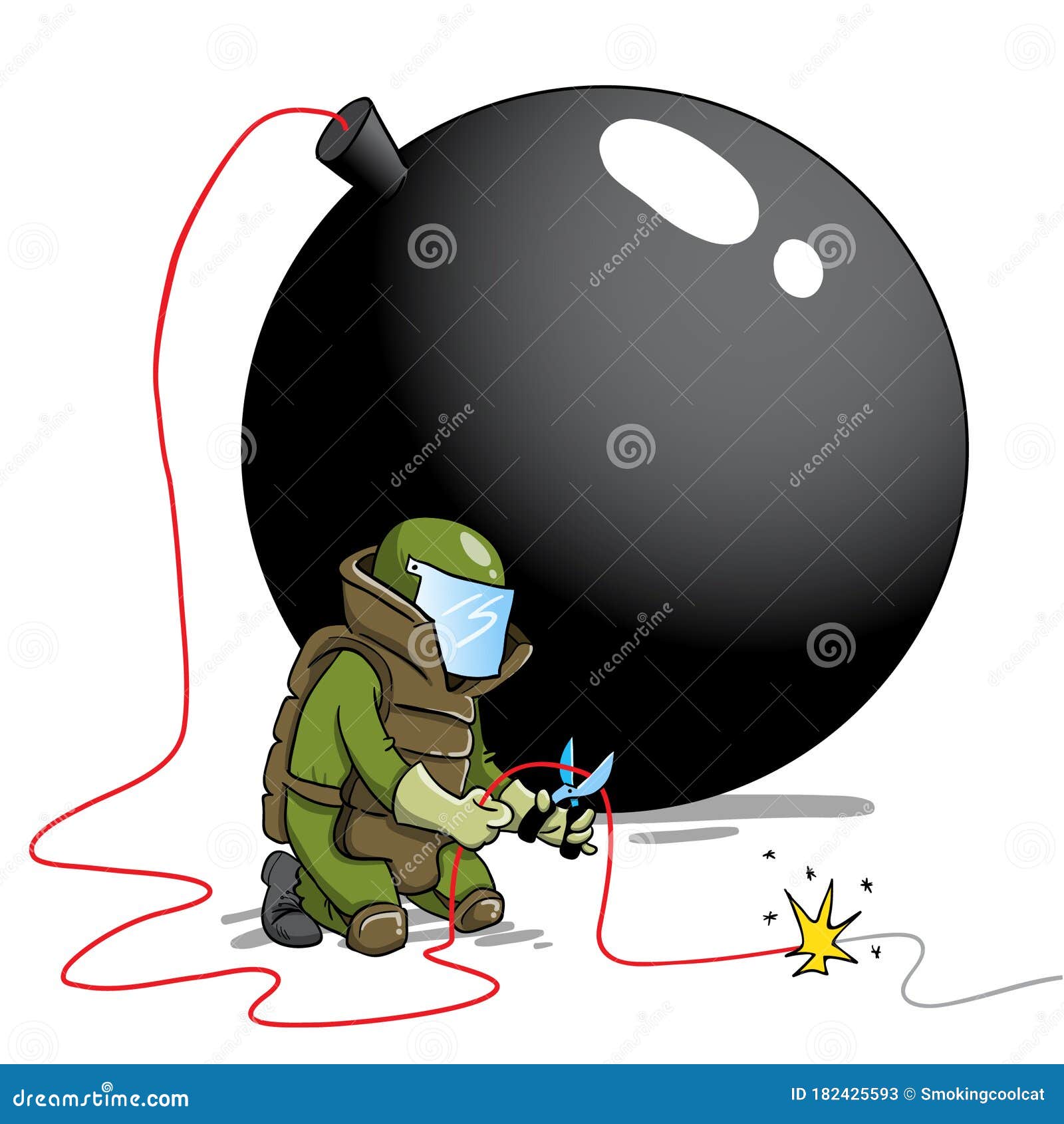 Bomb Squad Defusing Big Burning Bomb Stock Vector - Illustration of ...