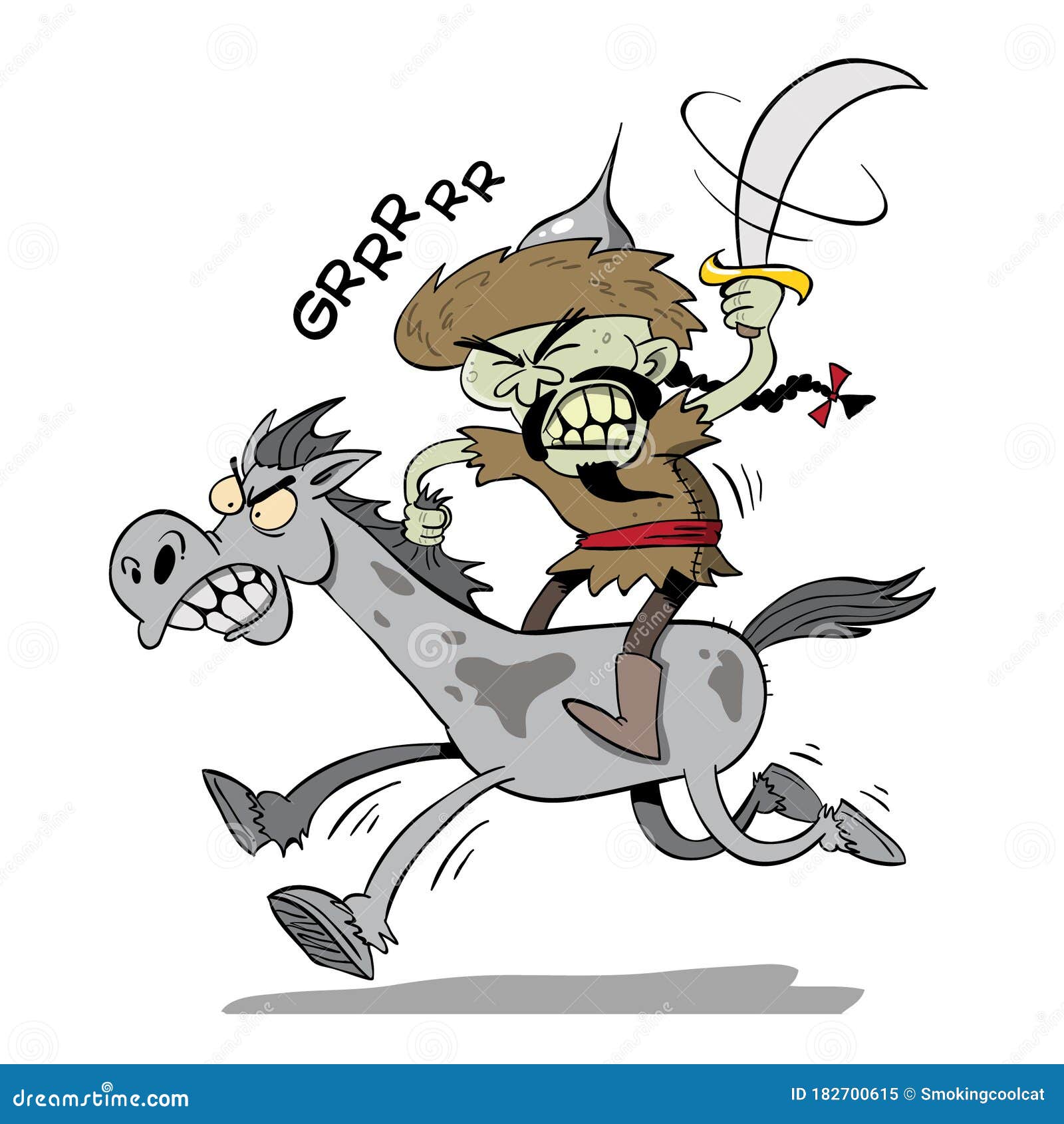 The Mongol Warrior Hat Isolated On White Background. Vector Cartoon ...