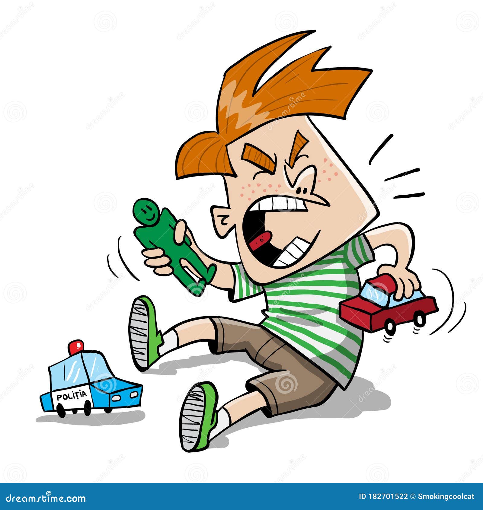Upset Little Kid Crying Playing with Toys Stock Vector - Illustration ...