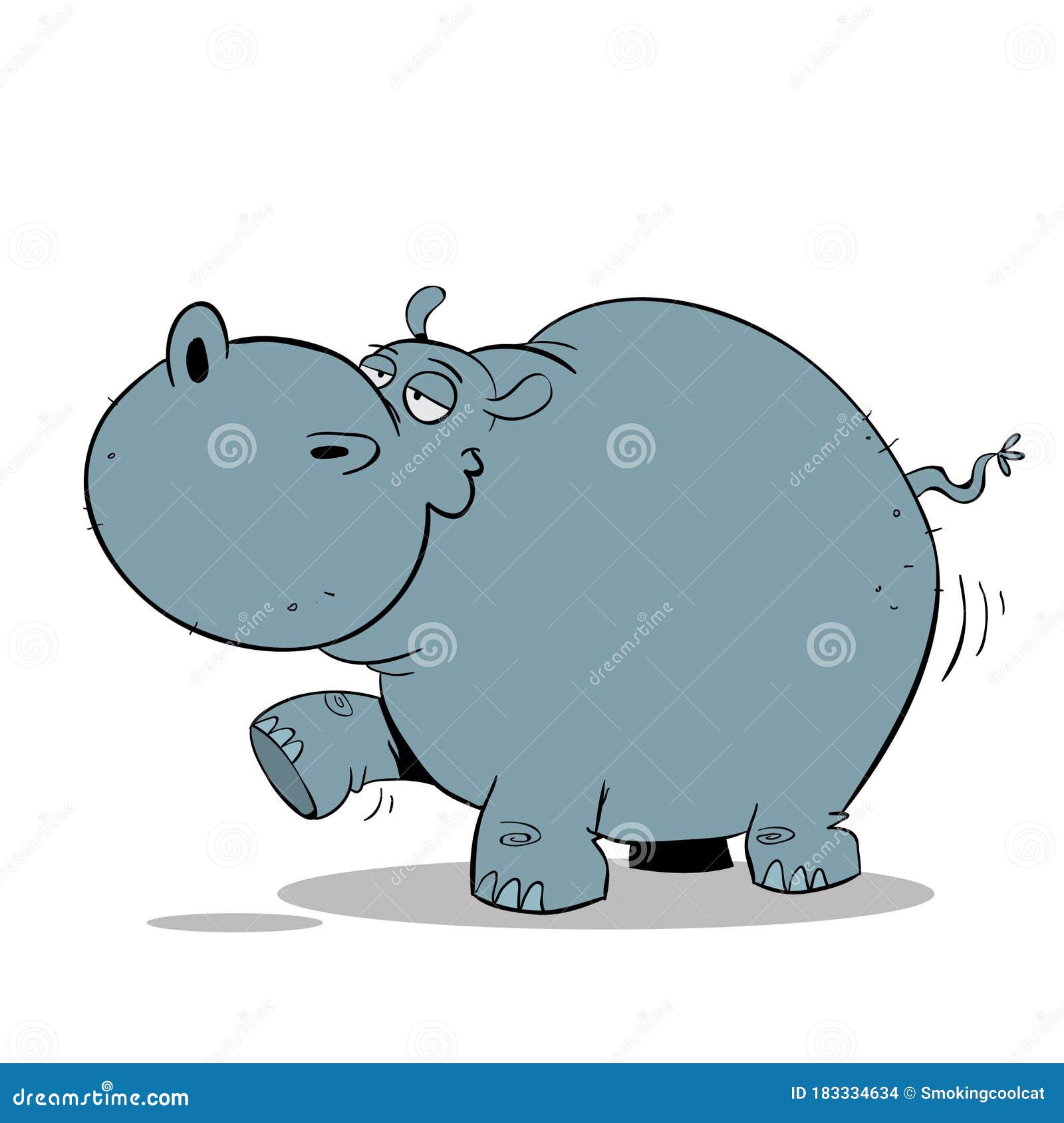 Big fat blue hippo walking stock vector. Illustration of educational ...