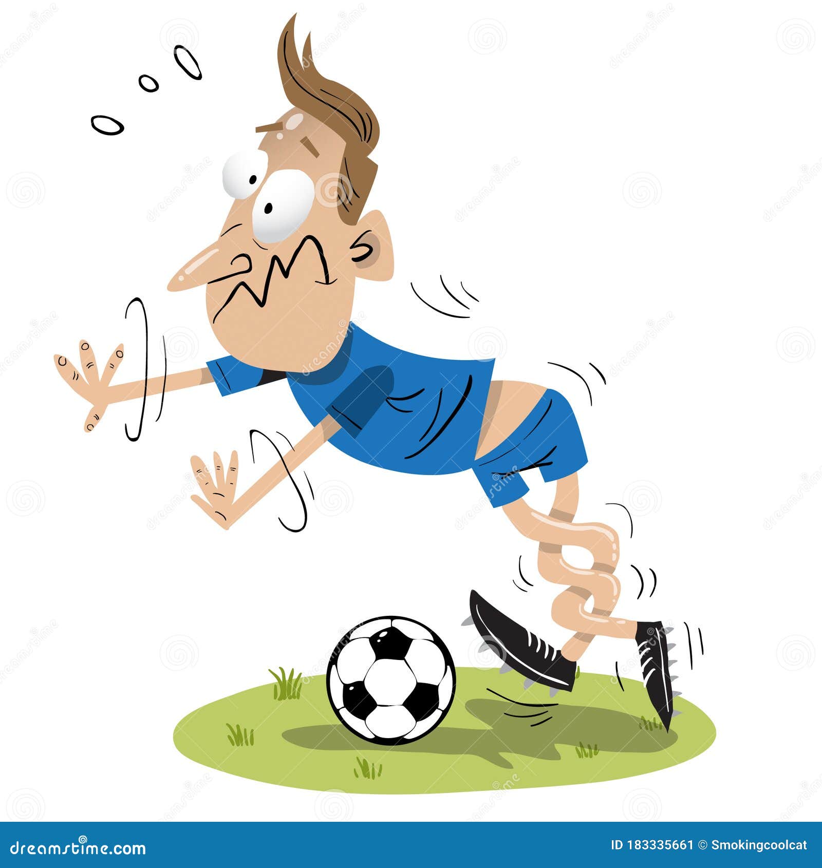 Soccer Player Triping Over Foot Ball Stock Illustration - Illustration ...