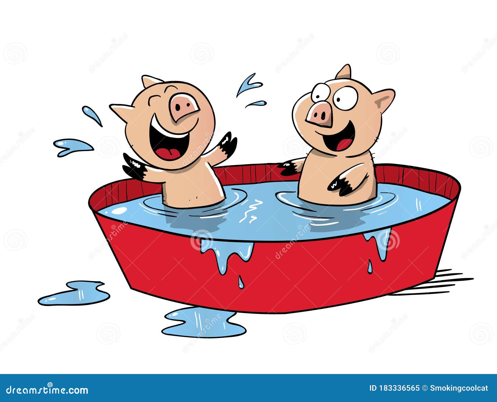 Piglet Taking A Bath Vector Illustration | CartoonDealer.com #20177464