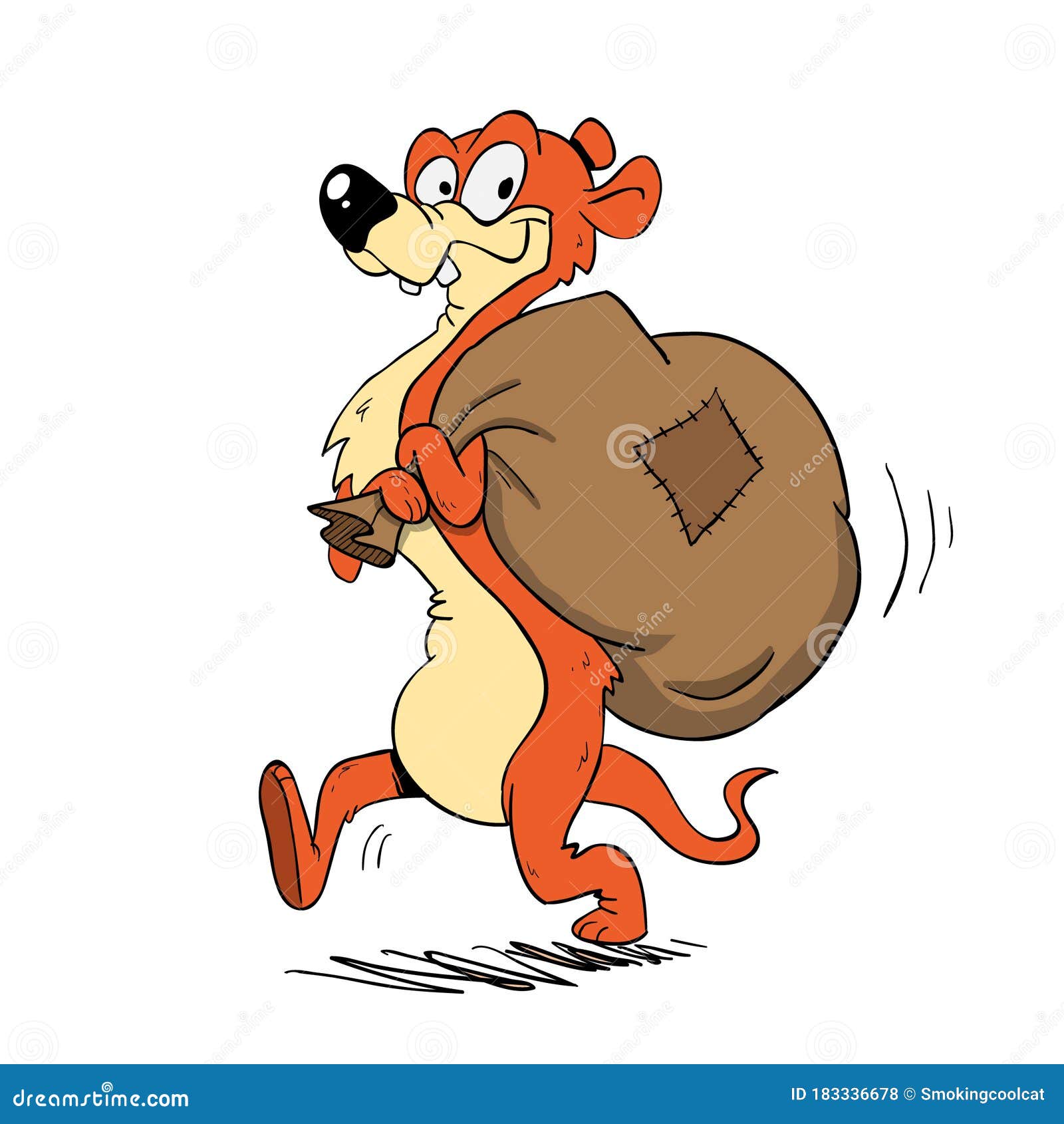 Fury weasel stealing a bag stock illustration. Illustration of cheerful ...