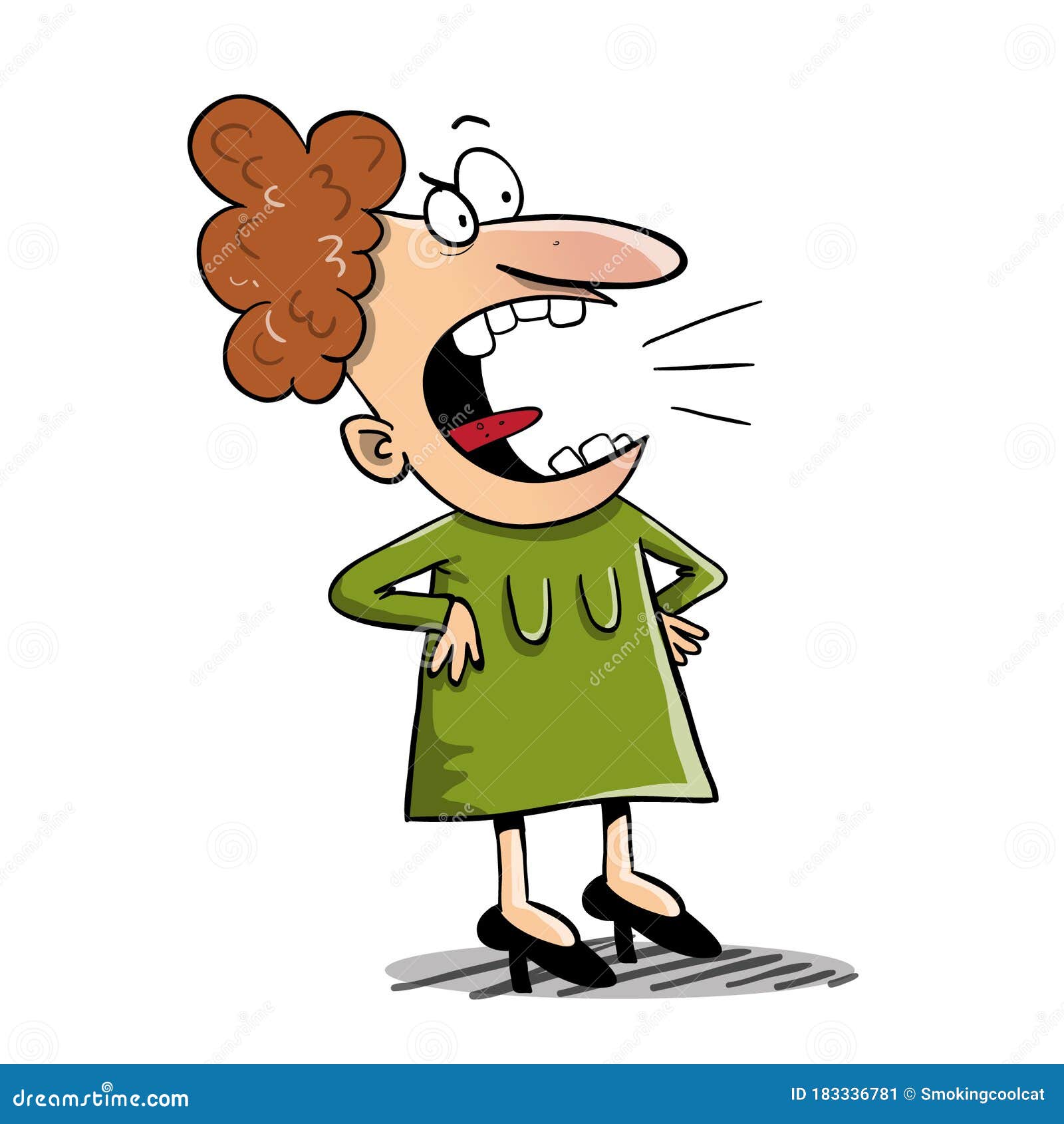 Upset Woman Arguing with Big Mouth Stock Illustration - Illustration of ...