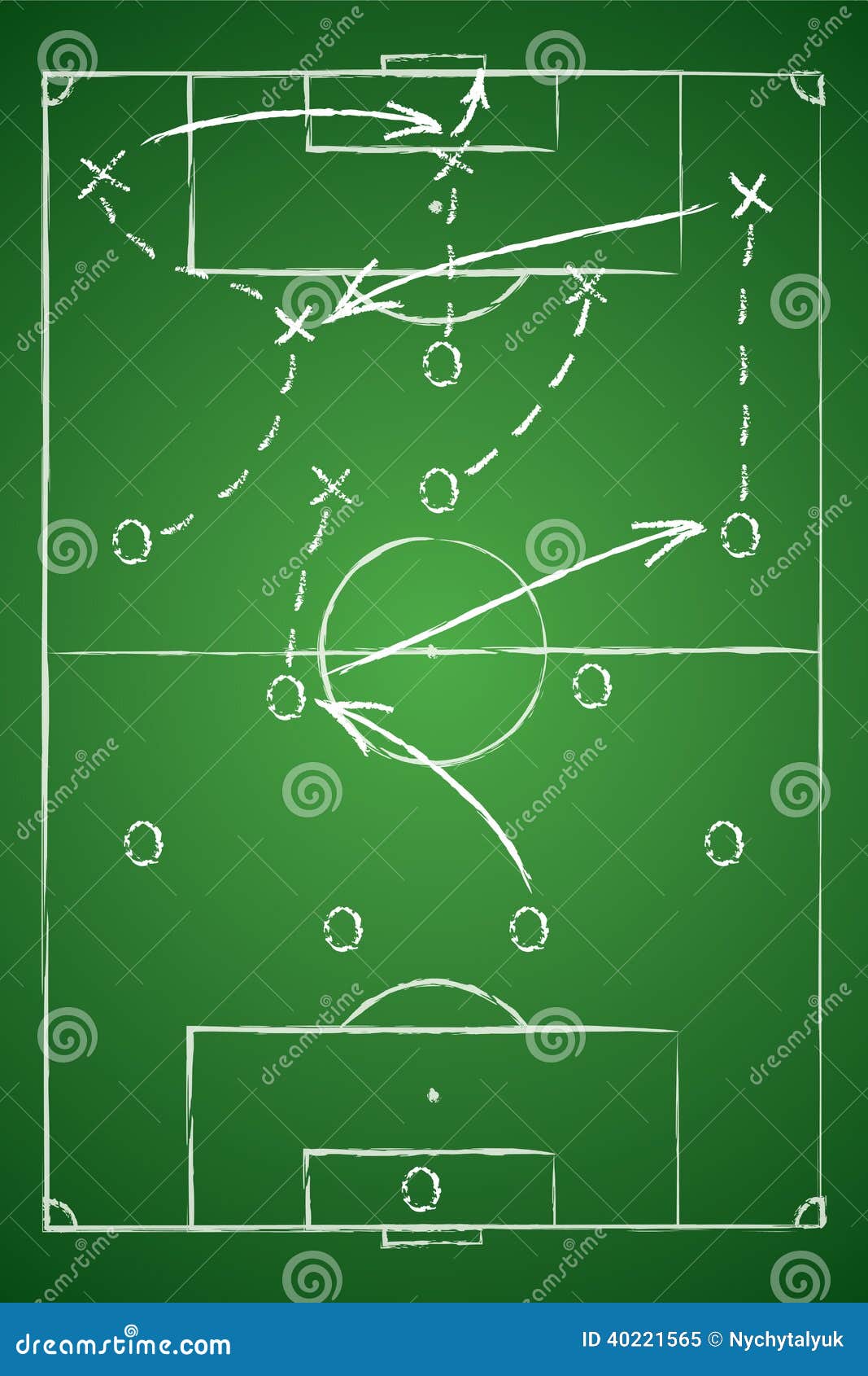 Soccer Tactic Scheme On Chalkboard. Football Team Strategy For The Game ...