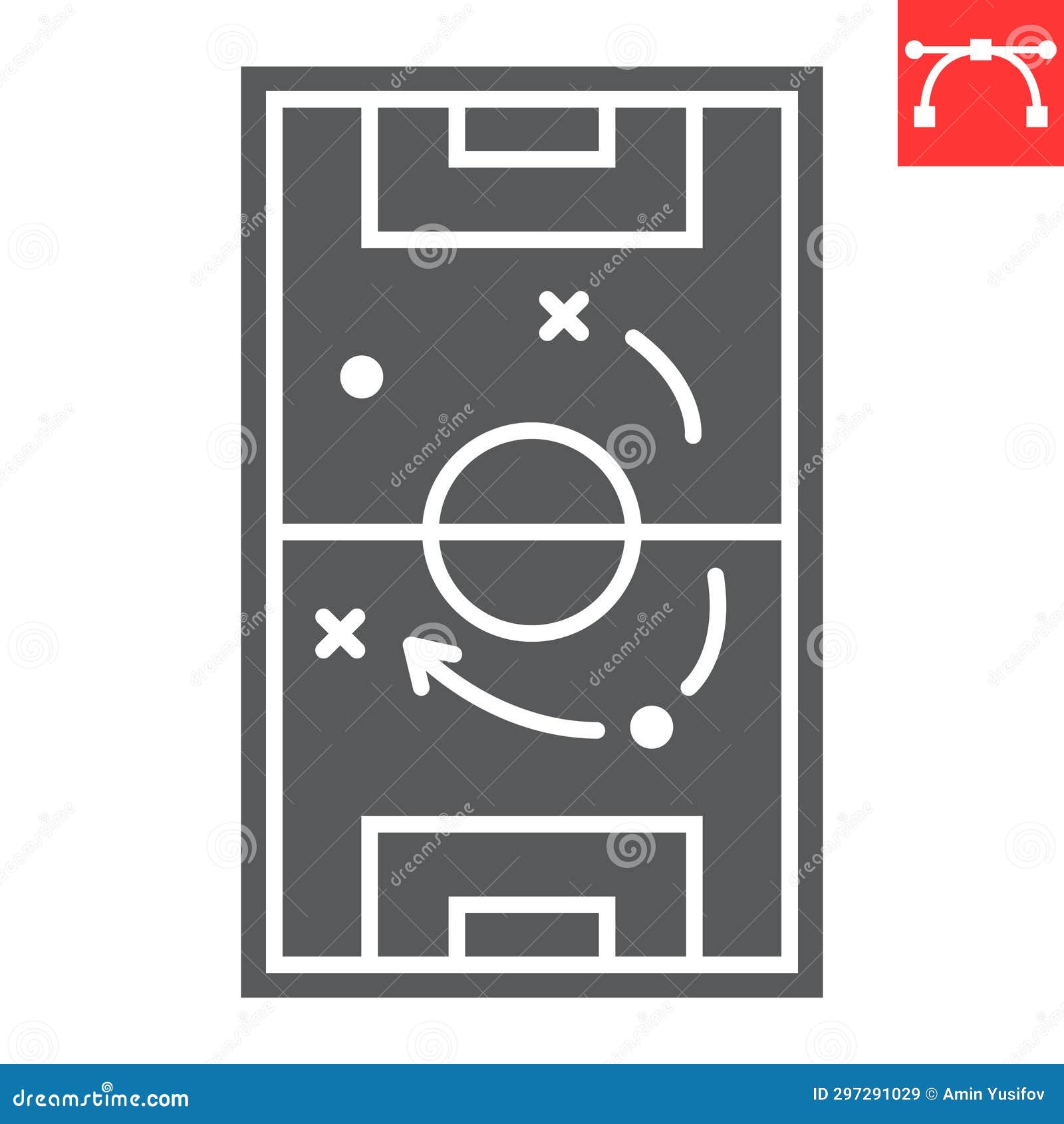 Soccer Tactics Diagram Vector Icon On White Background. Flat Vector ...