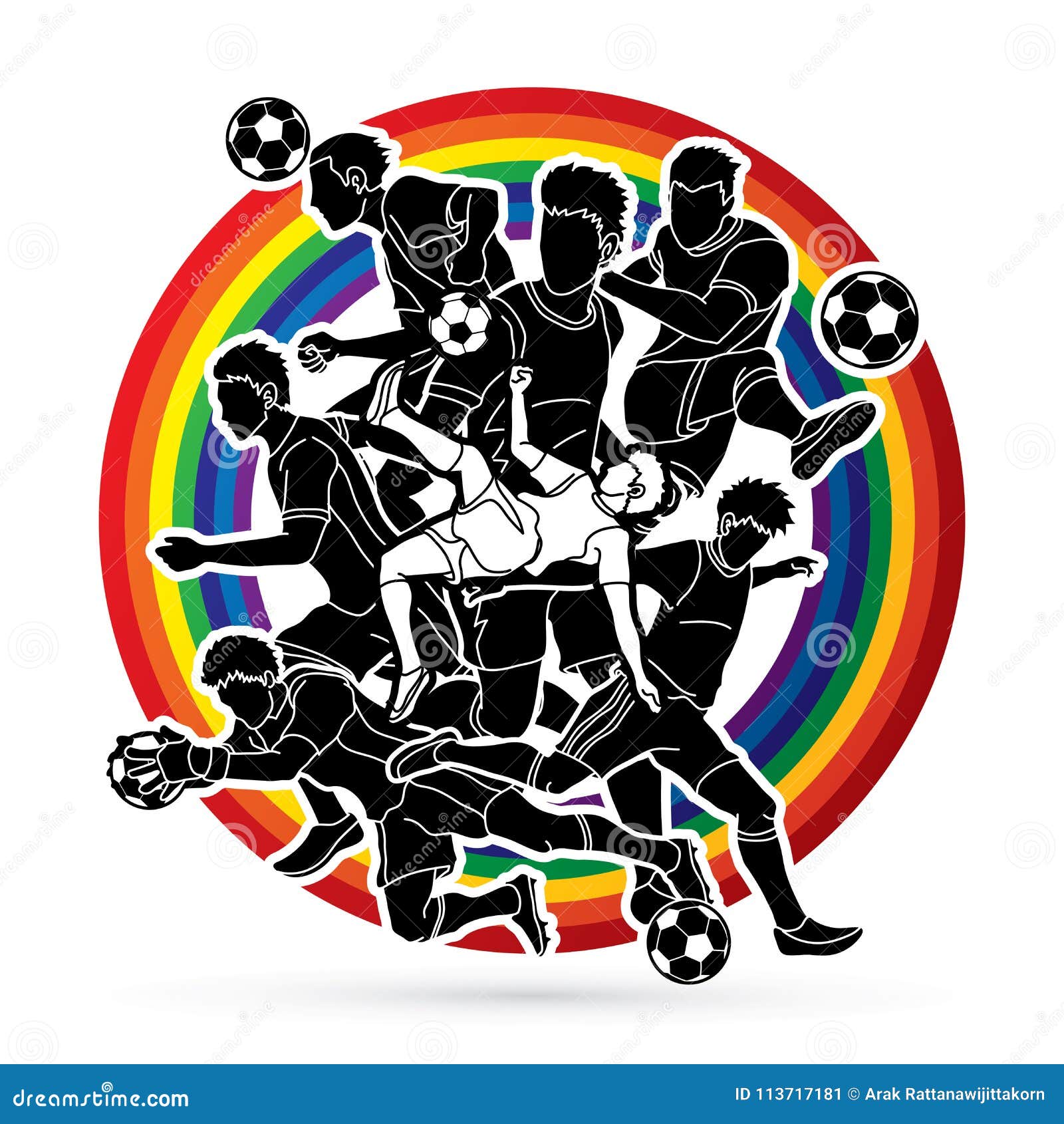 Soccer Team Composition, Soccer Player Action Graphic Vector Stock ...