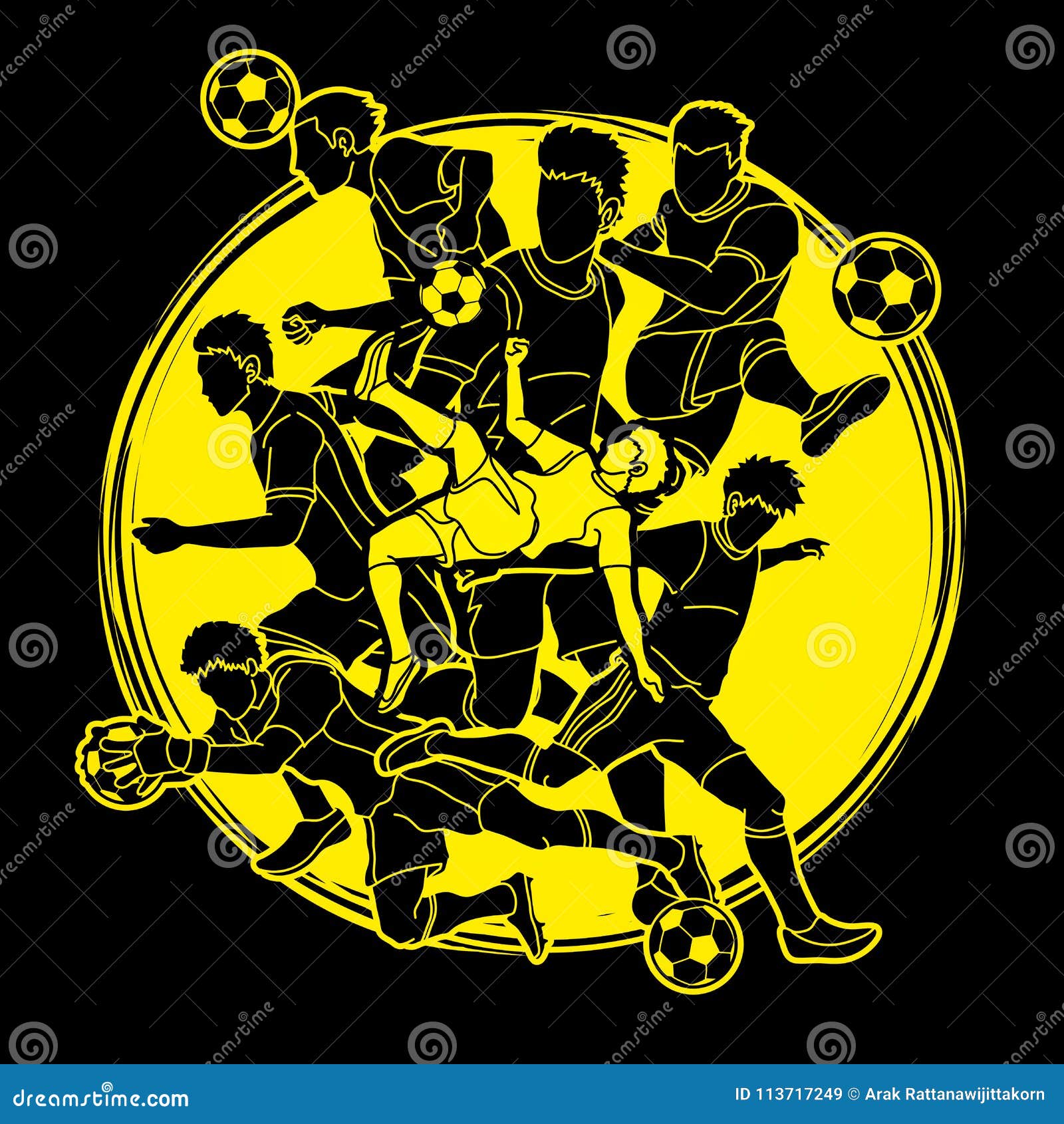 Soccer Team Composition, Soccer Player Action Graphic Vector Stock ...