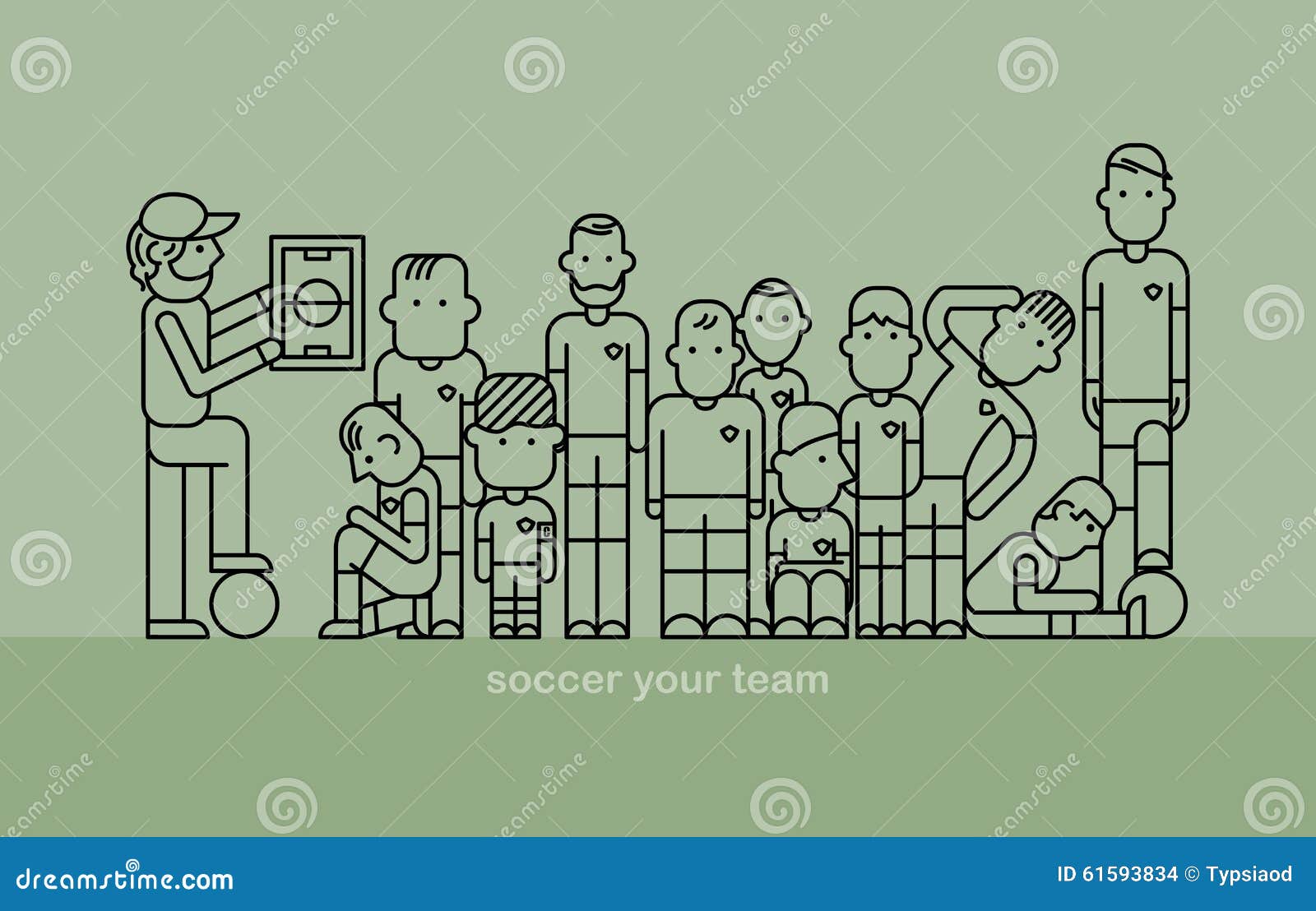 Soccer Team and Football Coach. Stock Vector - Illustration of football ...