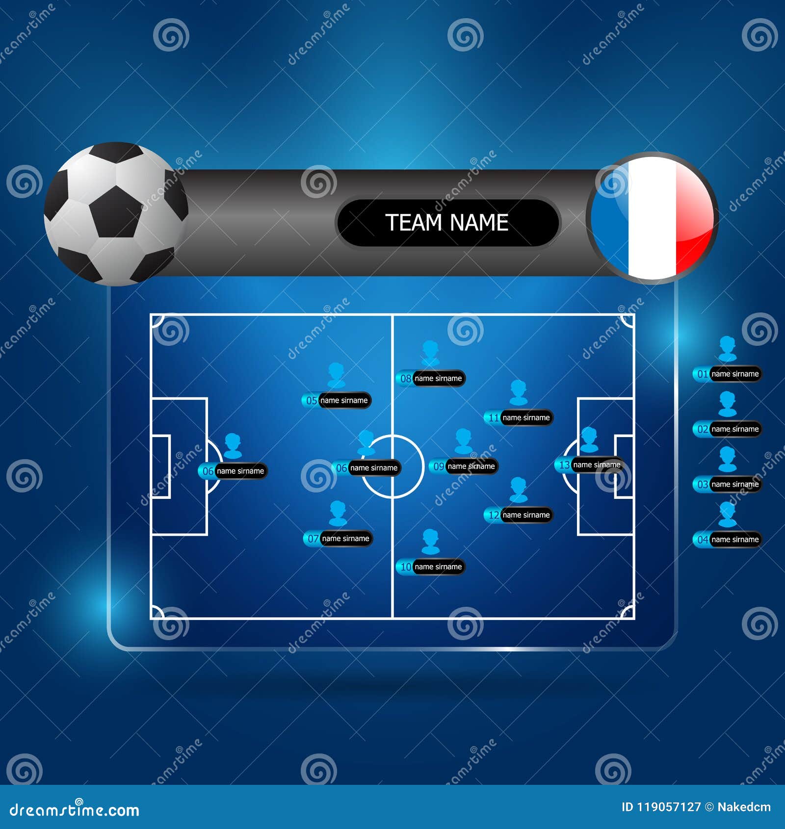 Soccer team line up board stock vector. Illustration of soccer - 119057127