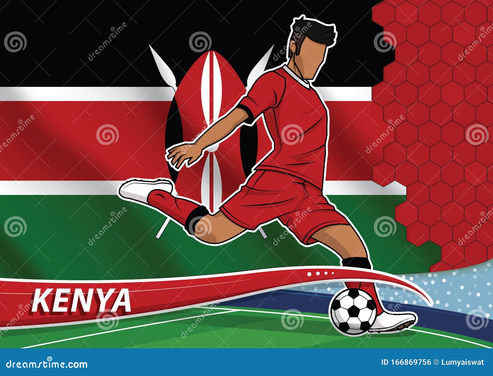 Soccer Team Player in Uniform with State National Flag of Kenya Stock ... Soccer Team Player in Uniform with State National Flag of Kenya Stock ...