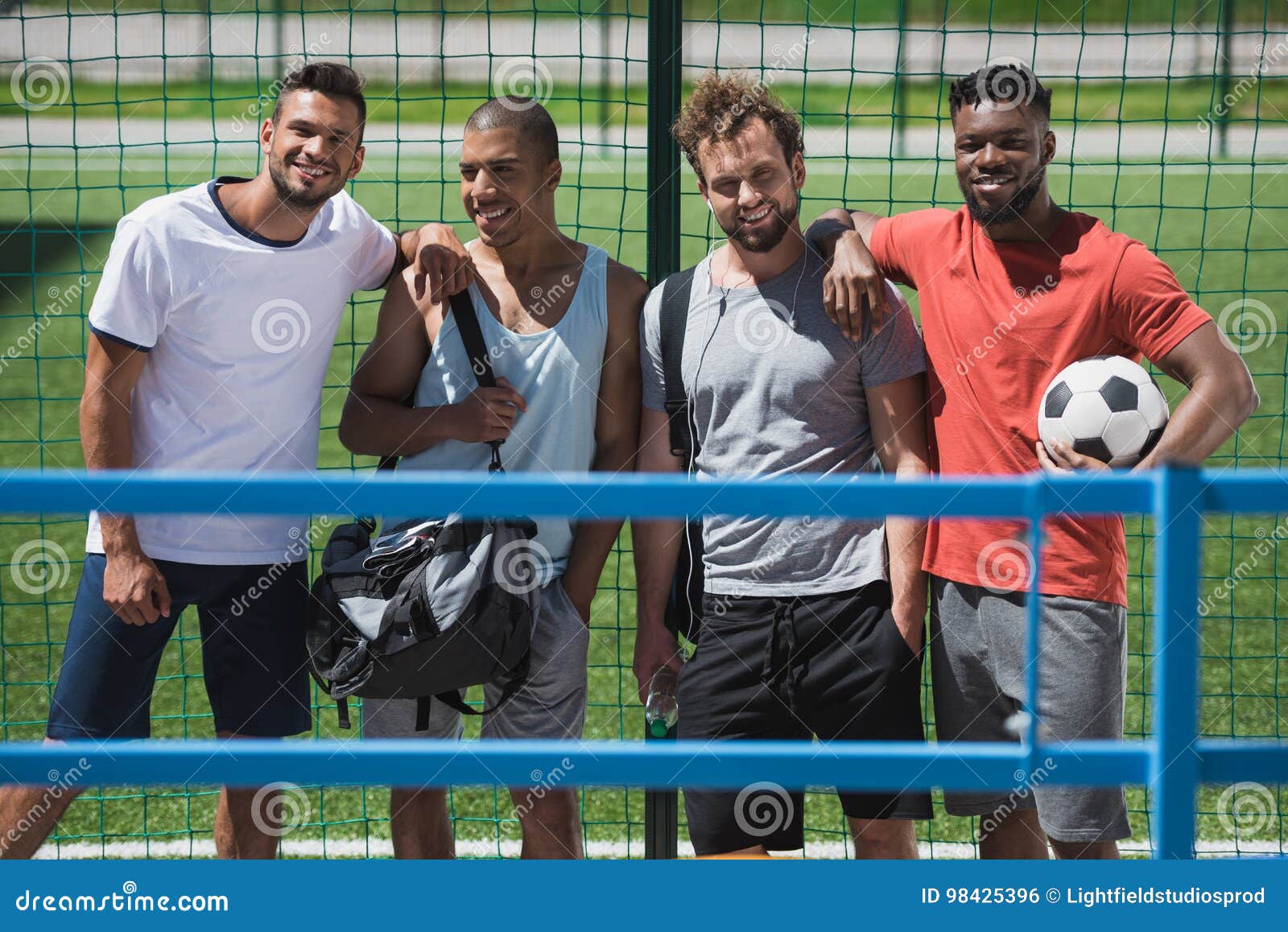 Soccer Team Resting on Stadium Together before Game Stock Photo - Image ...