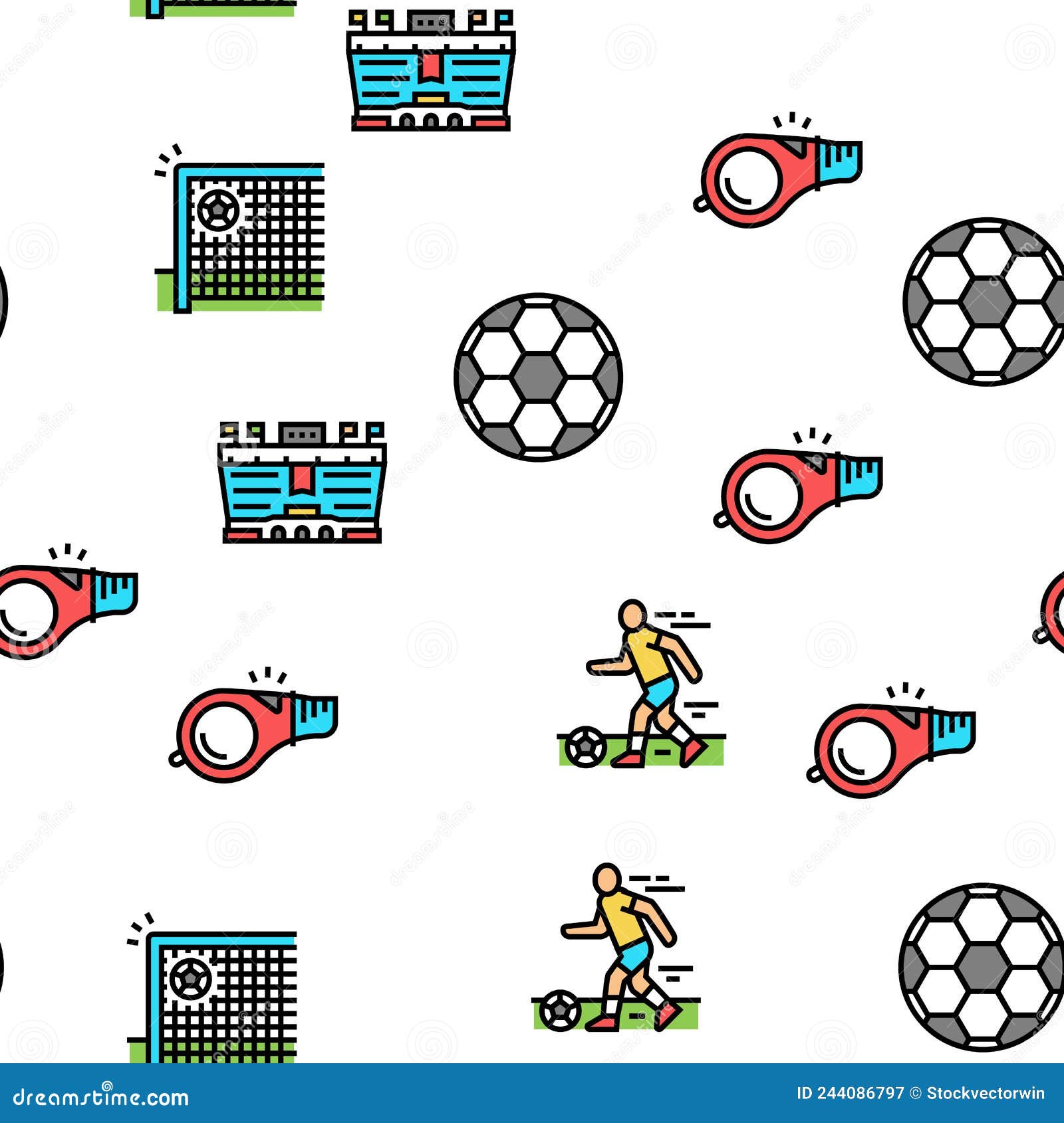 Soccer Team Sport Game on Stadium Vector Seamless Pattern Stock Vector ...