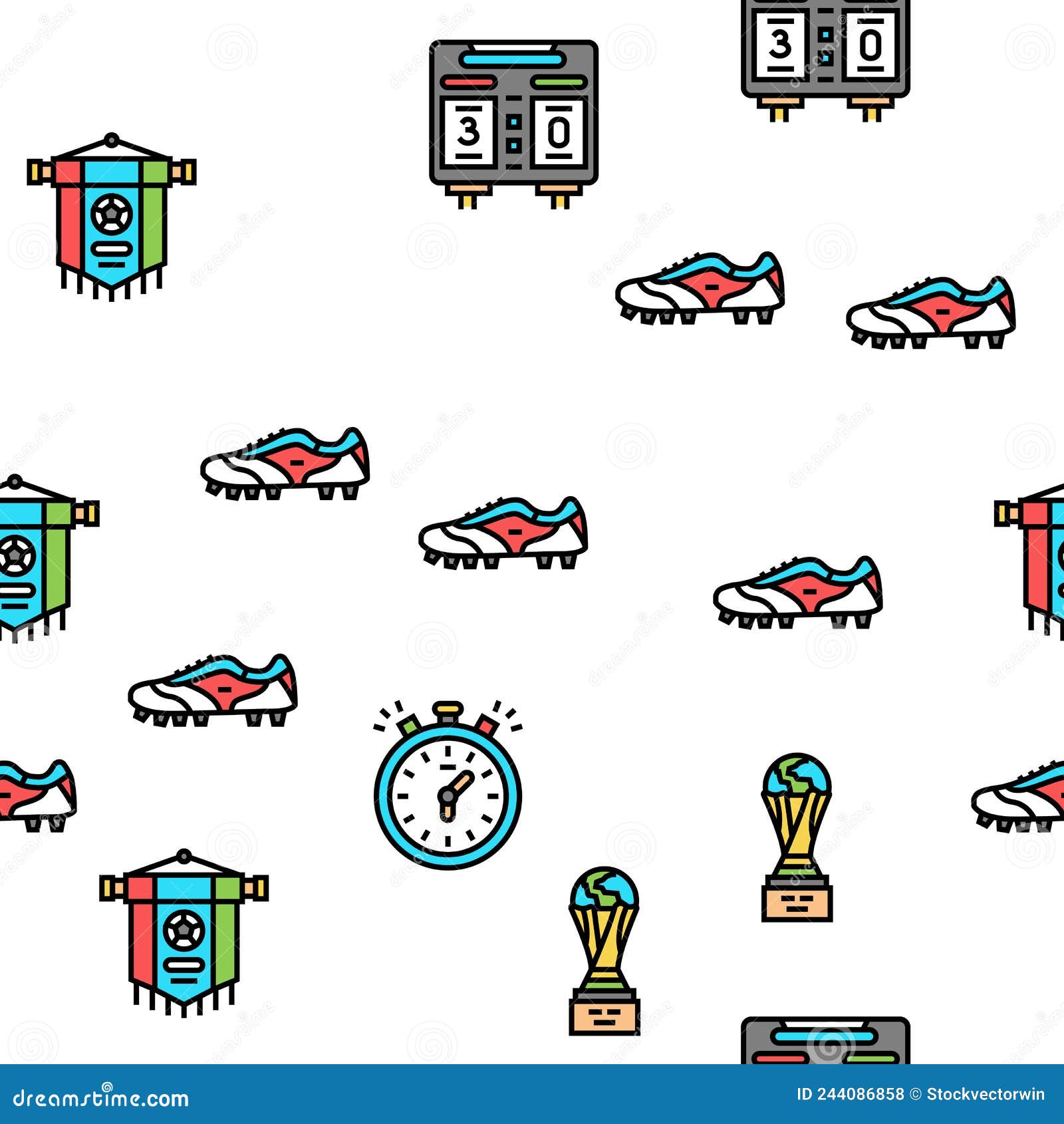 Soccer Team Sport Game on Stadium Vector Seamless Pattern Stock Vector ...