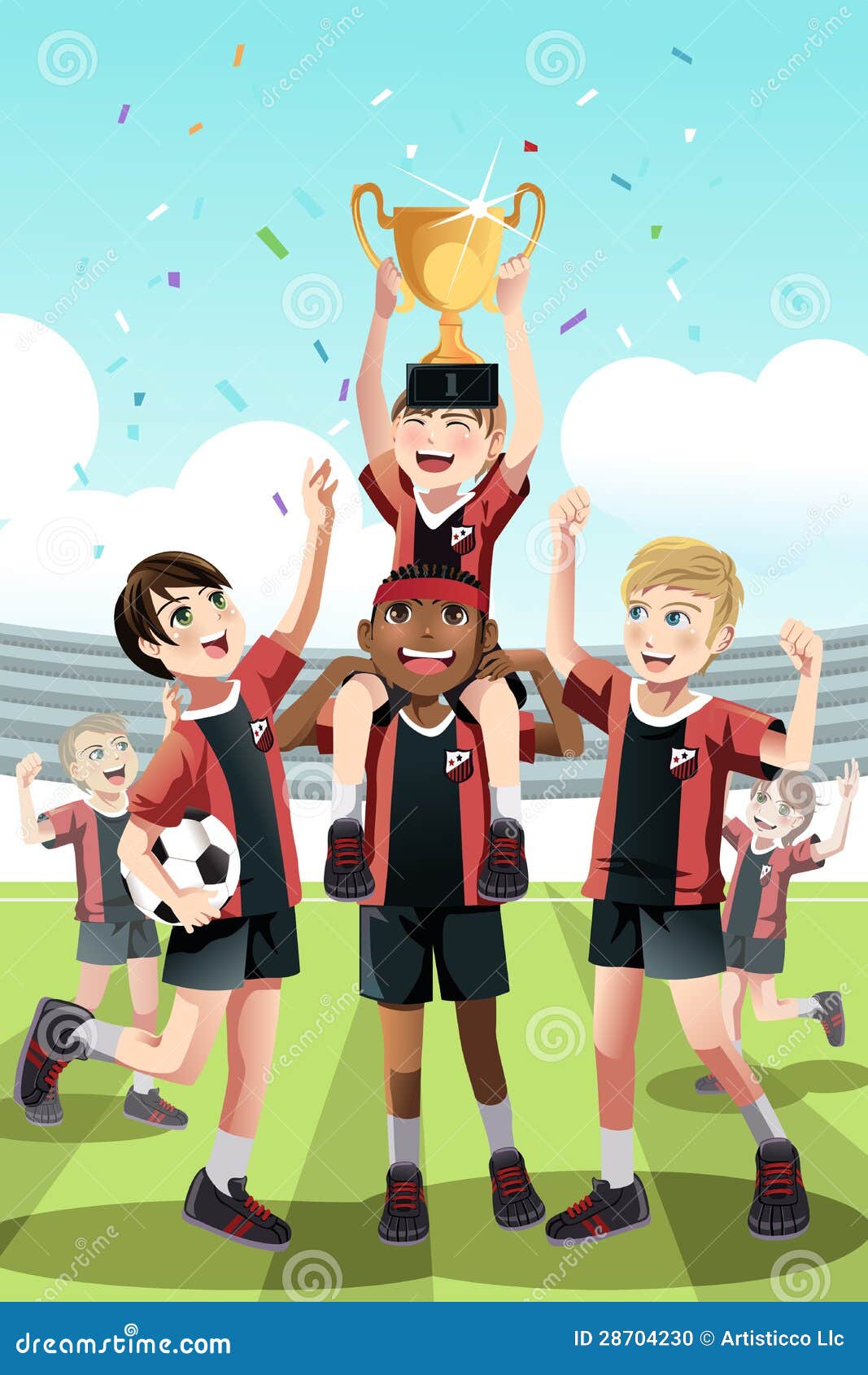 Soccer team winning stock vector. Illustration of drawing - 28704230