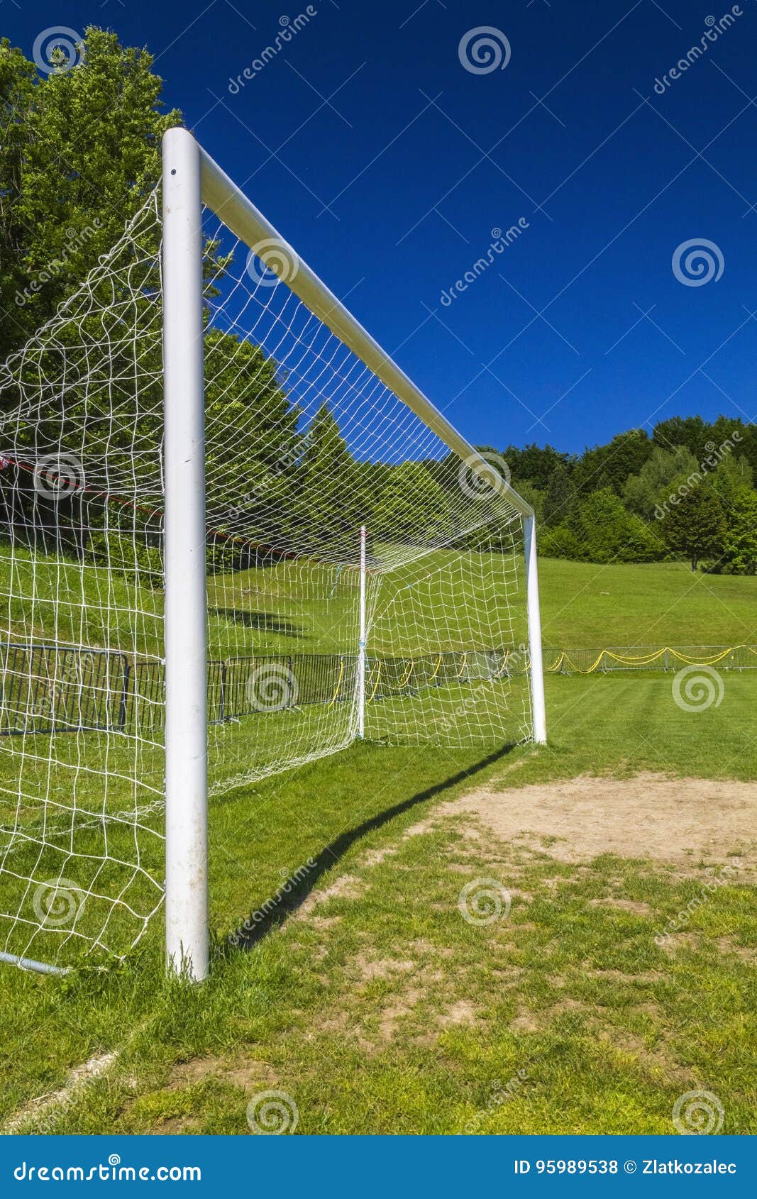 Soccer terrain in nature stock photo. Image of grass - 95989538