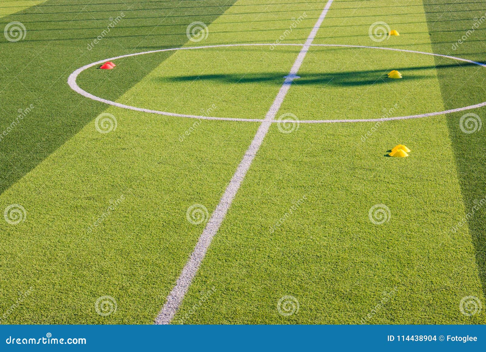 Soccer Training Equipment on Artificial Turf , Soccer Academy Stock ...