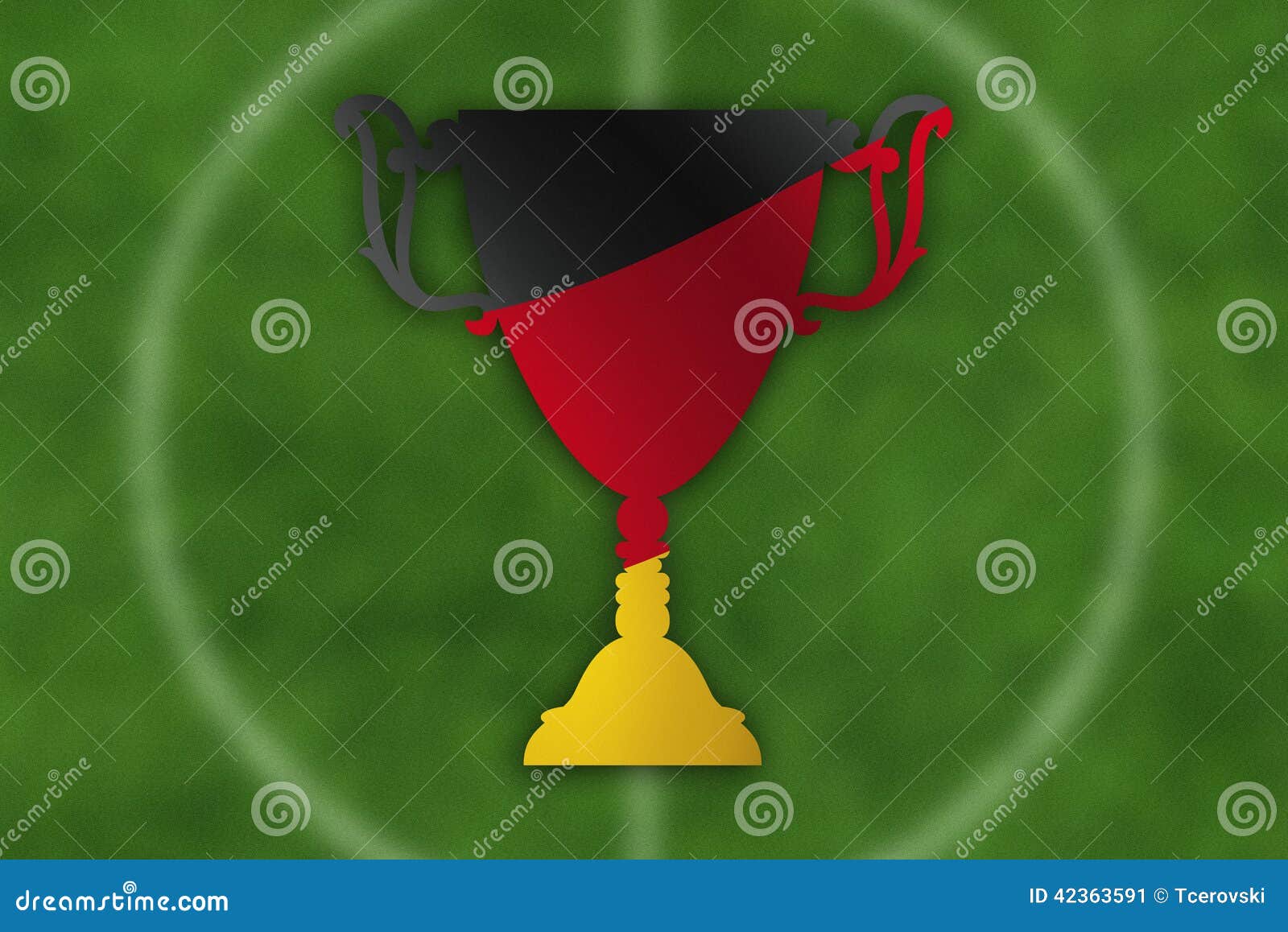 Soccer Trophy with German Flag Inside, Field in the Background. Stock ...