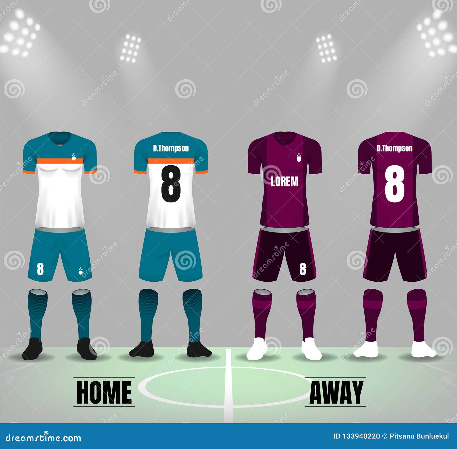 Soccer Uniform in Front and Back Side Template Stock Vector ...