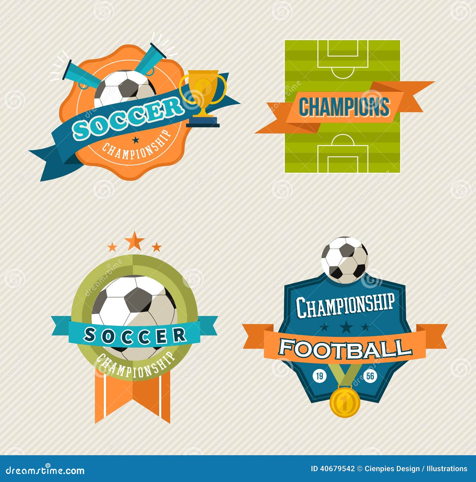 Soccer vintage labels set stock vector. Illustration of element - 40679542