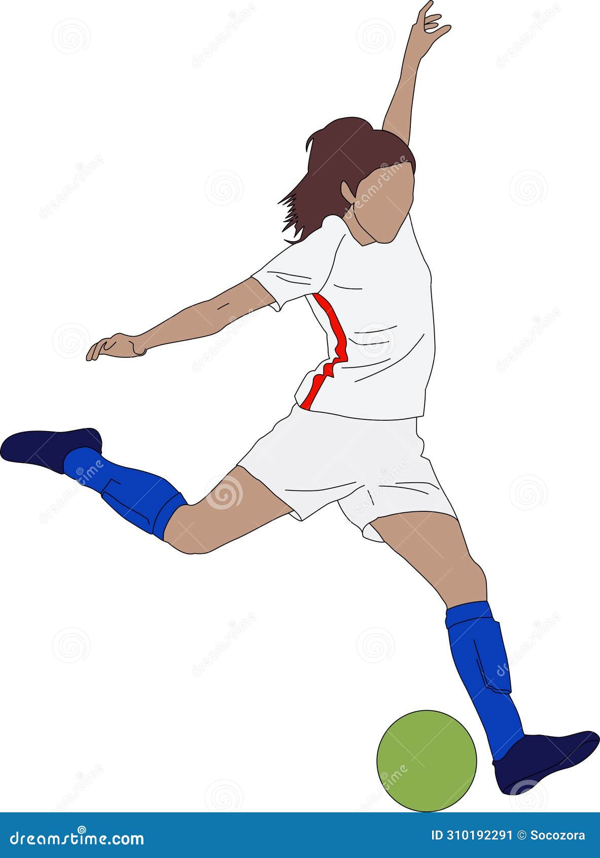 Soccer, Woman Playing Football, Passing Ball, Isolated Vector ...