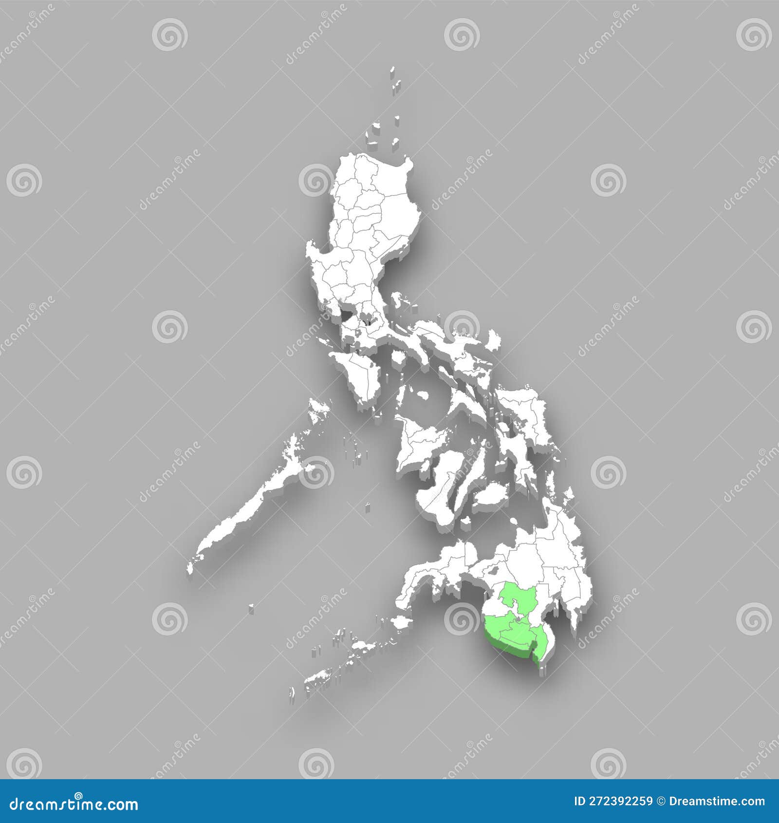 Soccsksargen Region Location within Philippines Map Stock Vector ...