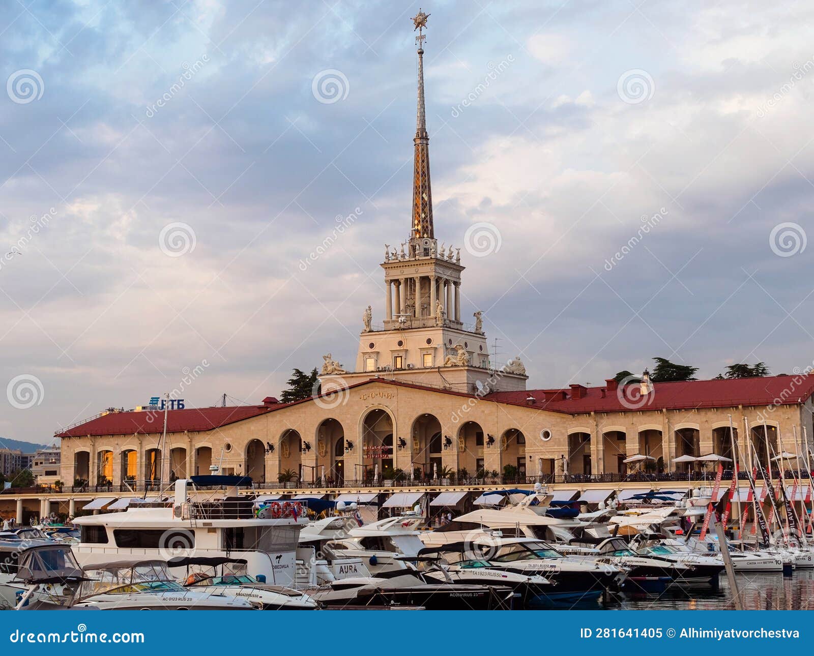 View of the Seaport Building in Sochi at Sunset Editorial Image - Image ...