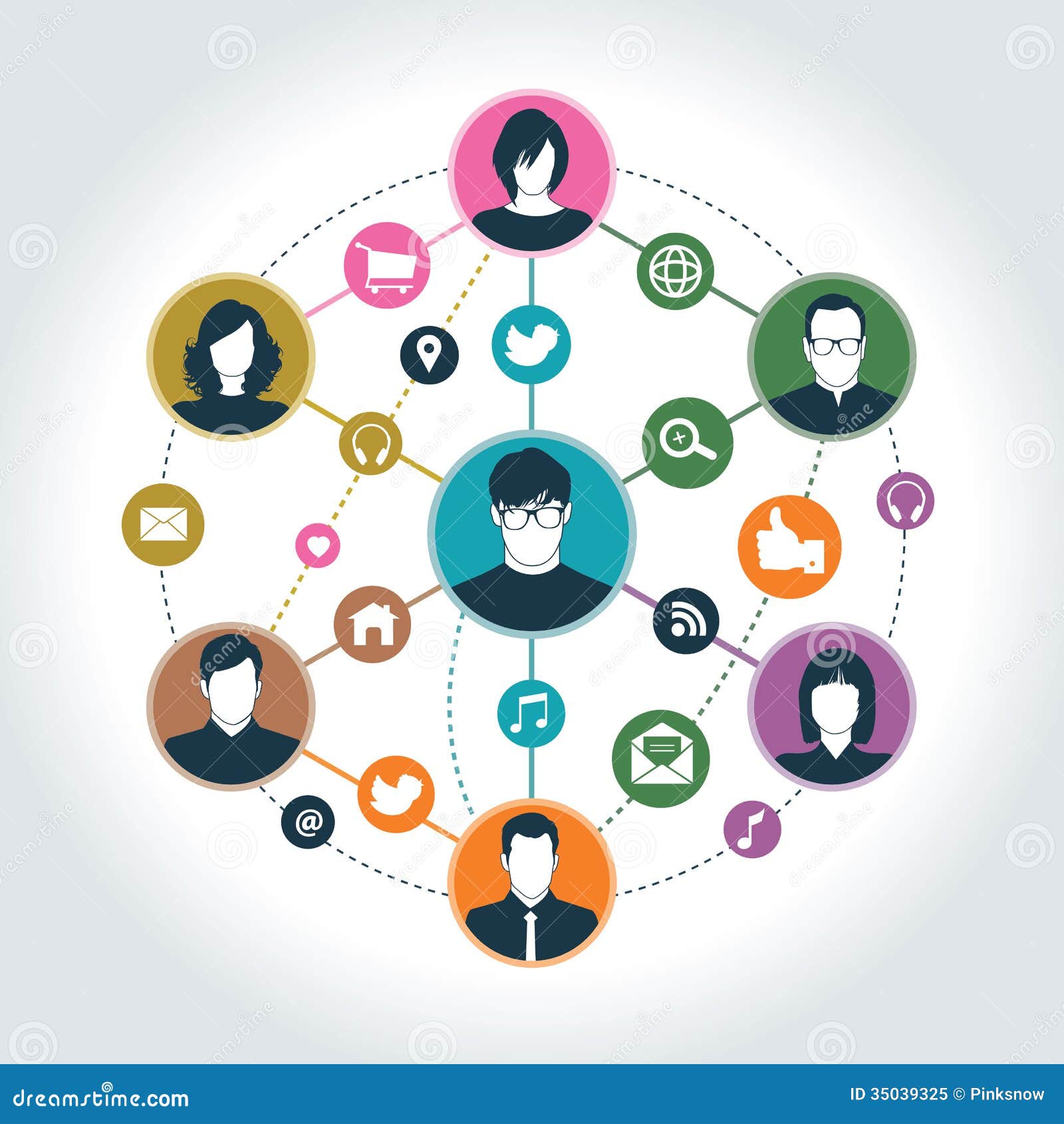 Sociaal netwerk vector illustratie. Illustration of ontwerp - 35039325