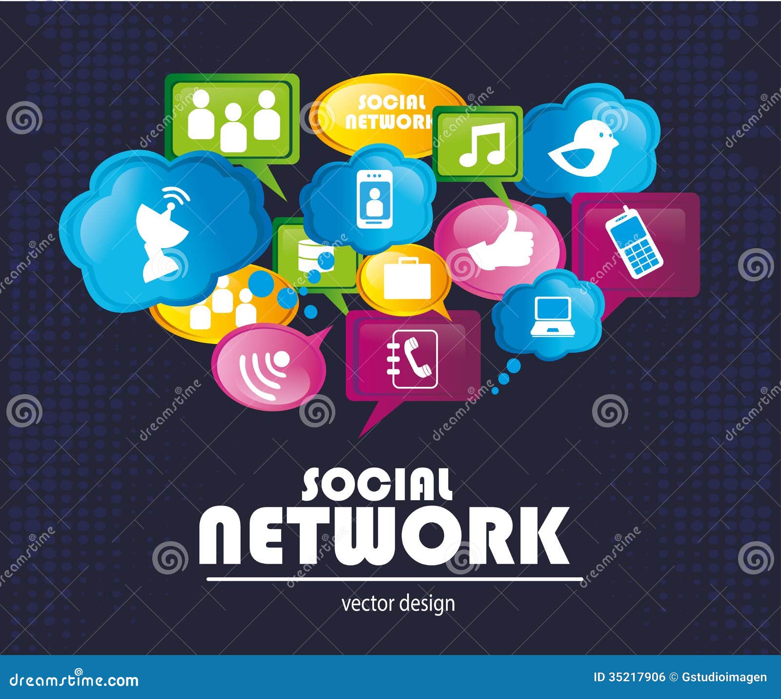 Sociaal netwerk vector illustratie. Illustration of pictogrammen - 35217906