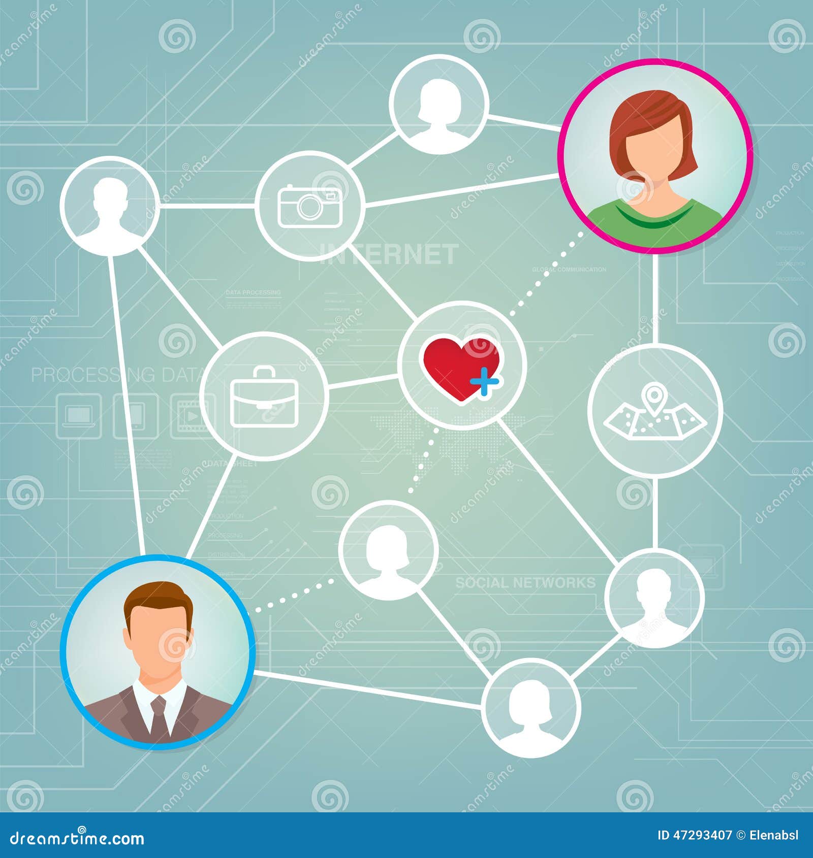 Sociaal netwerk vector illustratie. Illustration of mannetje - 47293407