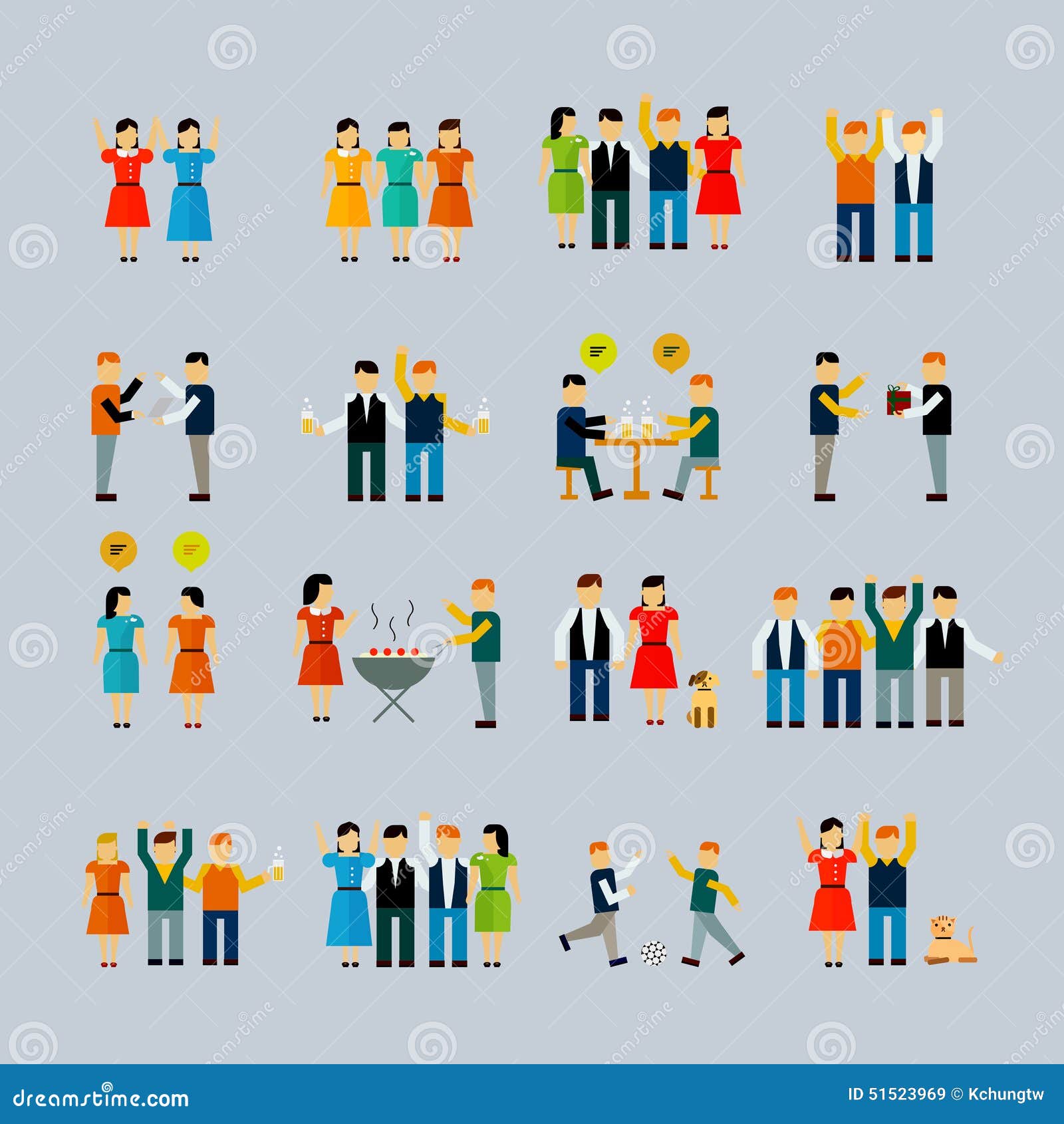 Social Activity Flat Icon Set Stock Illustration - Illustration of ...