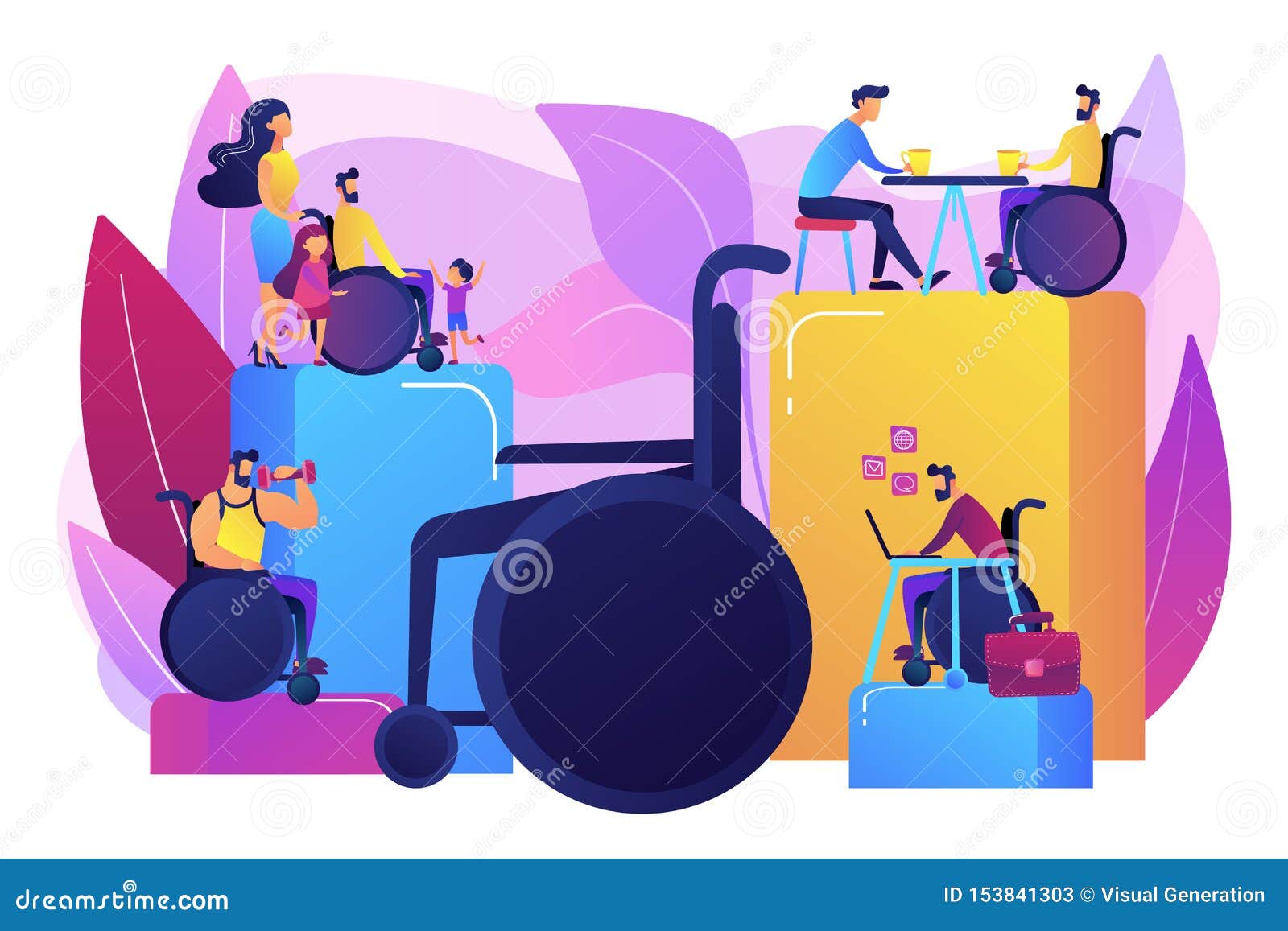 Social Adaptation Of Disabled People Concept Banner Header Vector ...
