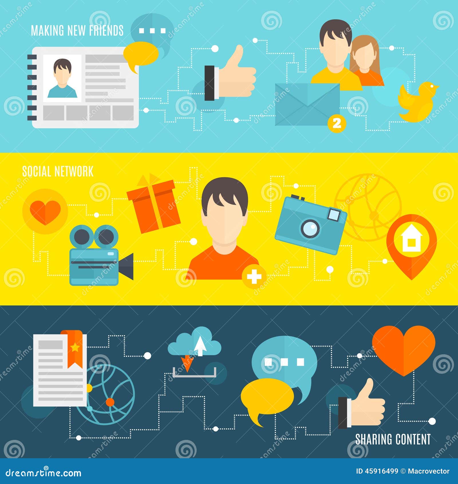 Social banner set stock vector. Illustration of message - 45916499