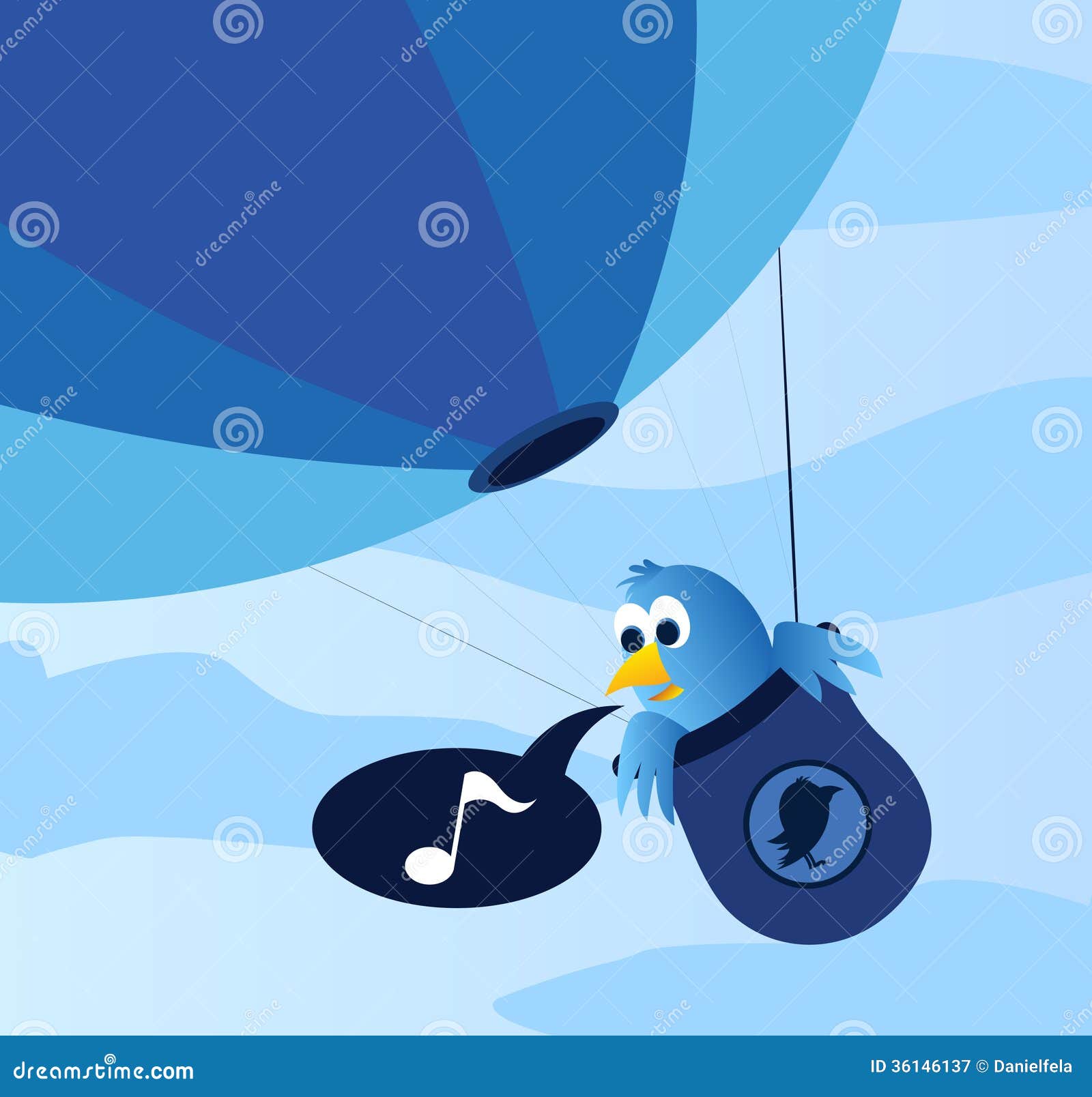 Social blue bird balloon stock illustration. Illustration of ...