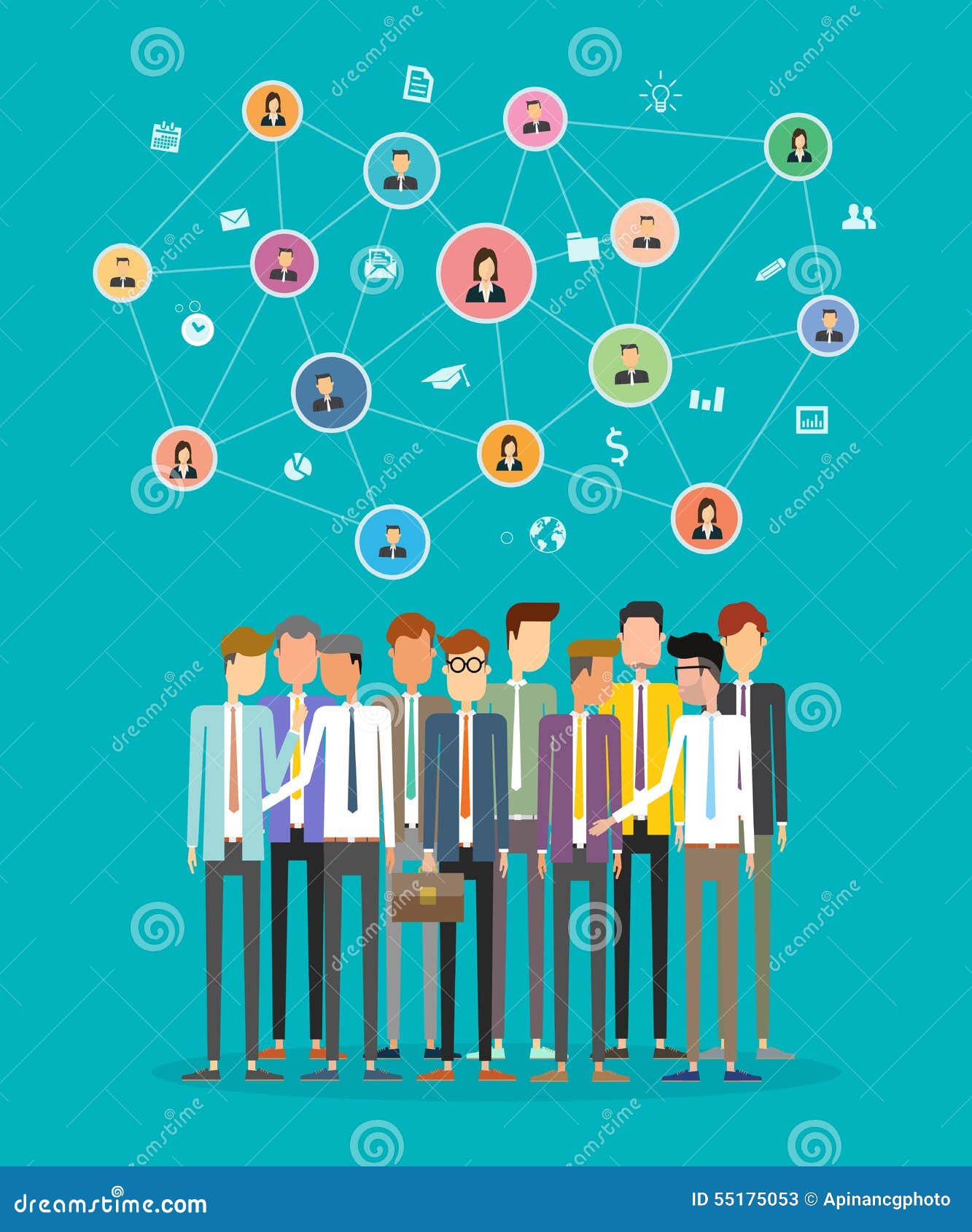 Social Business Communication Network Concept Stock Vector ...